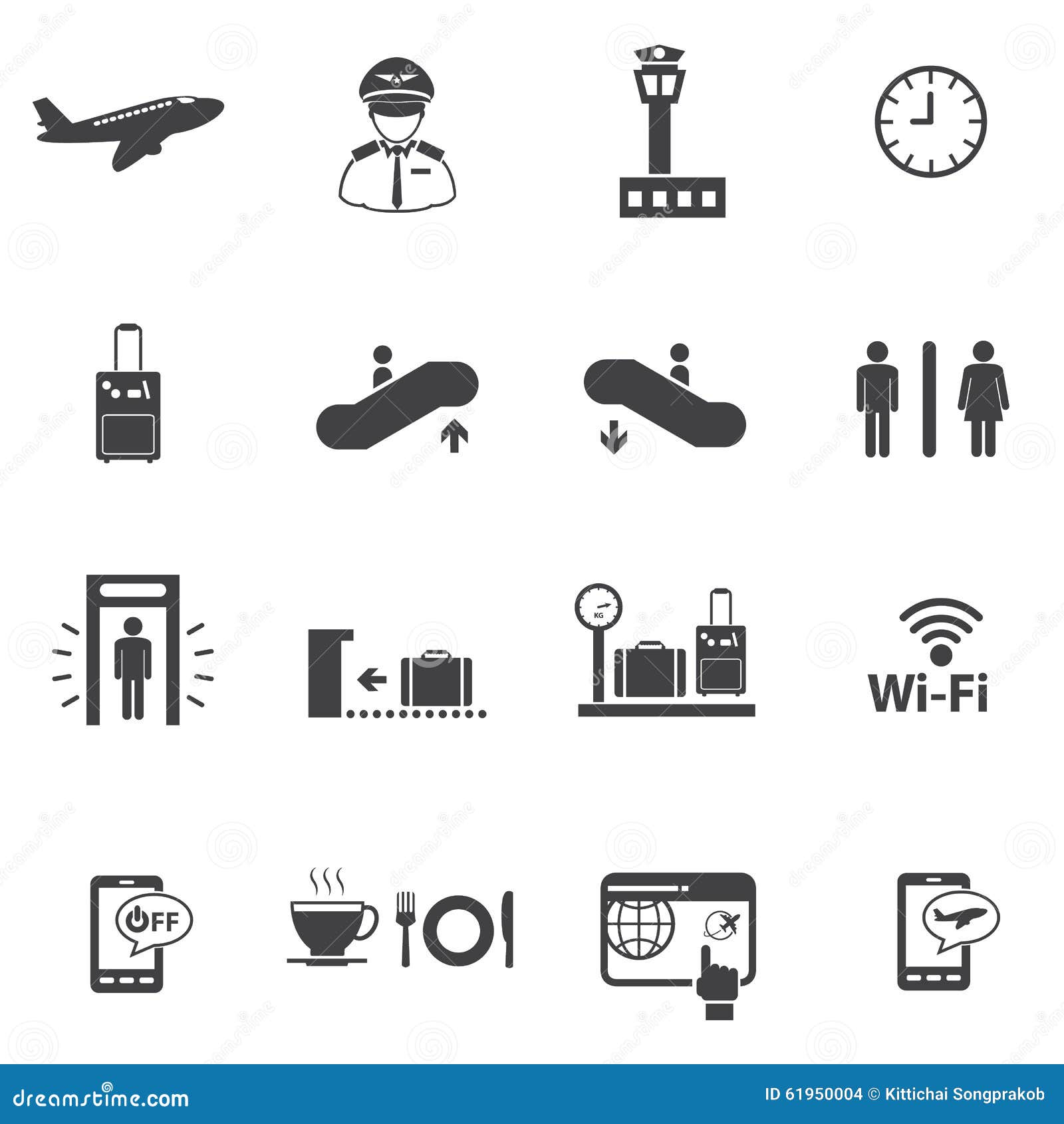 Airport, Public Information Icons Set. Stock Vector - Illustration of ...
