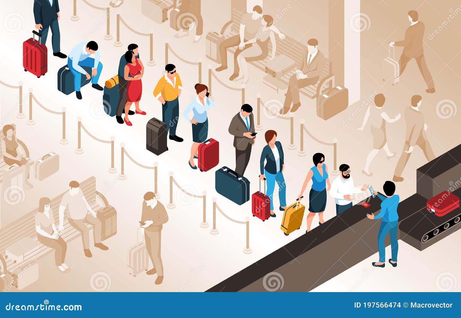 Airport Queue Illustration stock vector. Illustration of background ...
