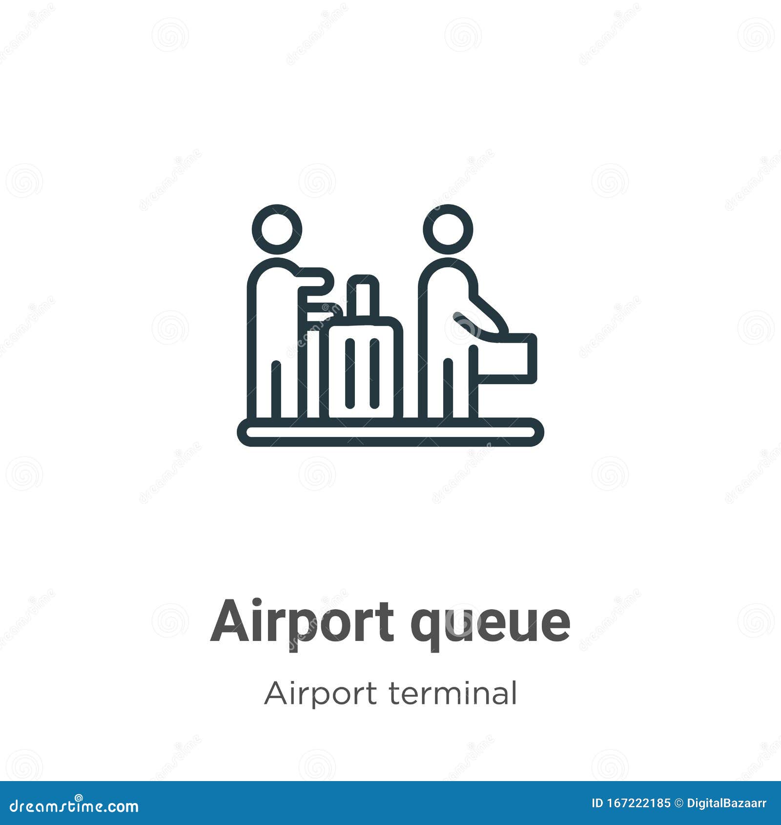 Airport Queue Outline Vector Icon. Thin Line Black Airport Queue Icon ...