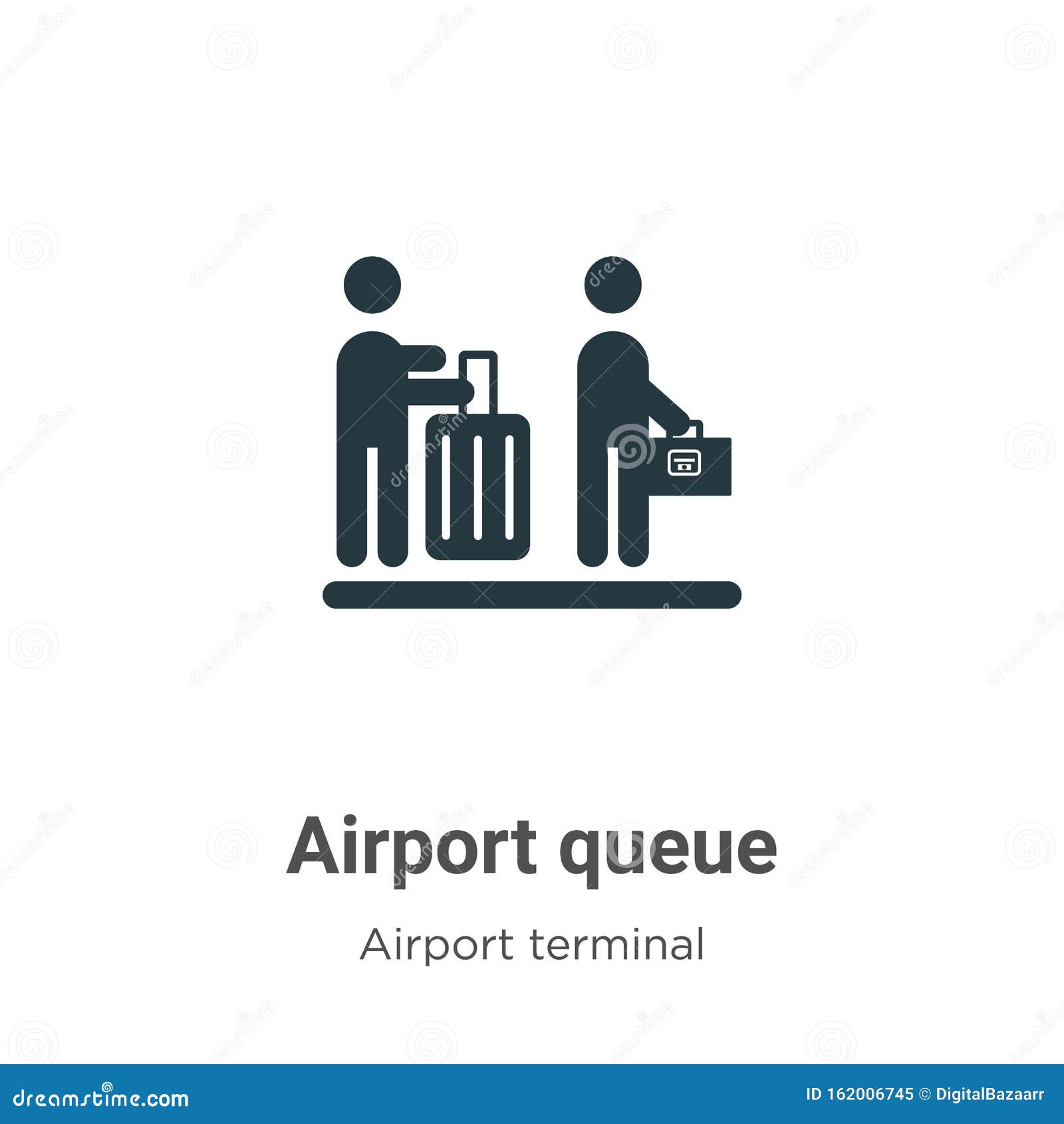 Airport Queue Vector Icon on White Background. Flat Vector Airport ...