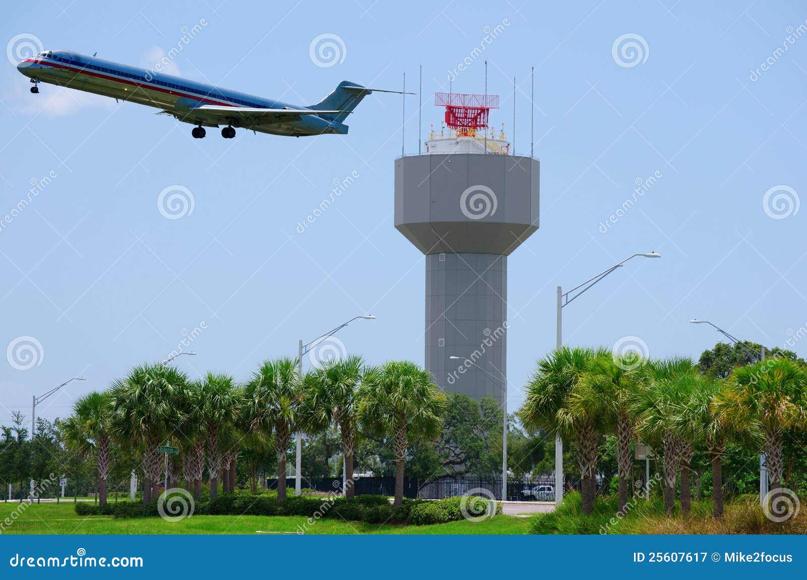 Airport Radar with Plane Taking Off Stock Image - Image of ...