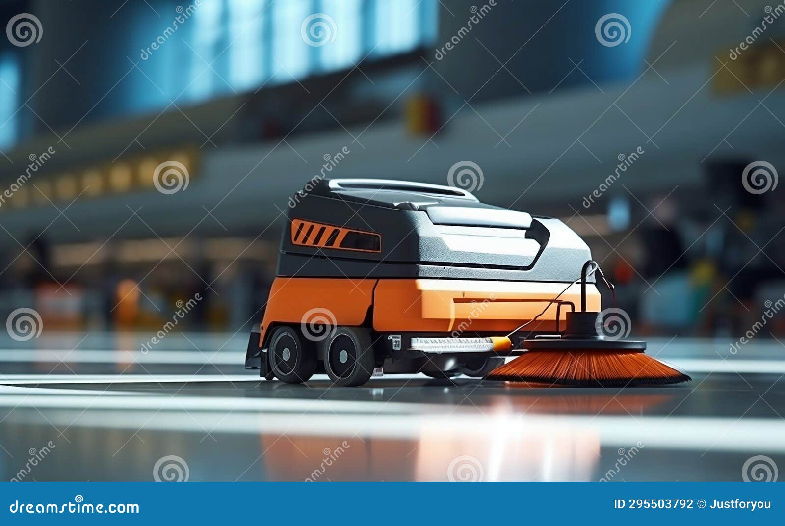 Airport Runway Cleaning with Sweeper Machine. Generative Ai Stock ...