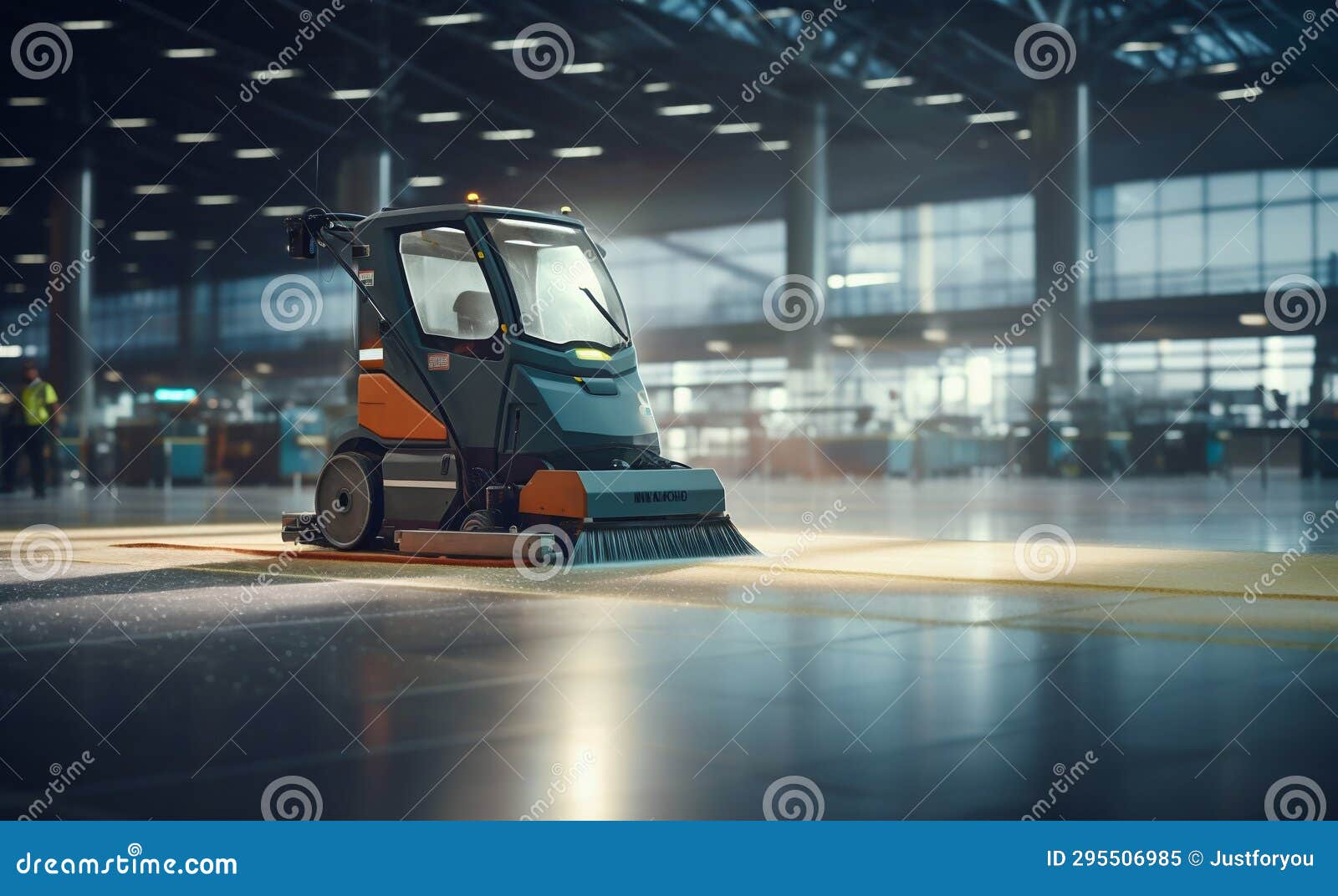 Airport Runway Cleaning with Sweeper Machine. Generative Ai Stock ...