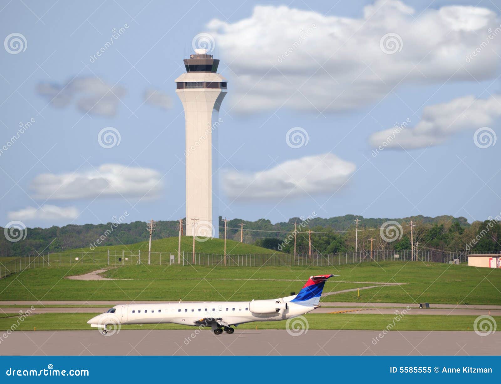 Airport Runway and Control Tower Stock Image - Image of airborn ...