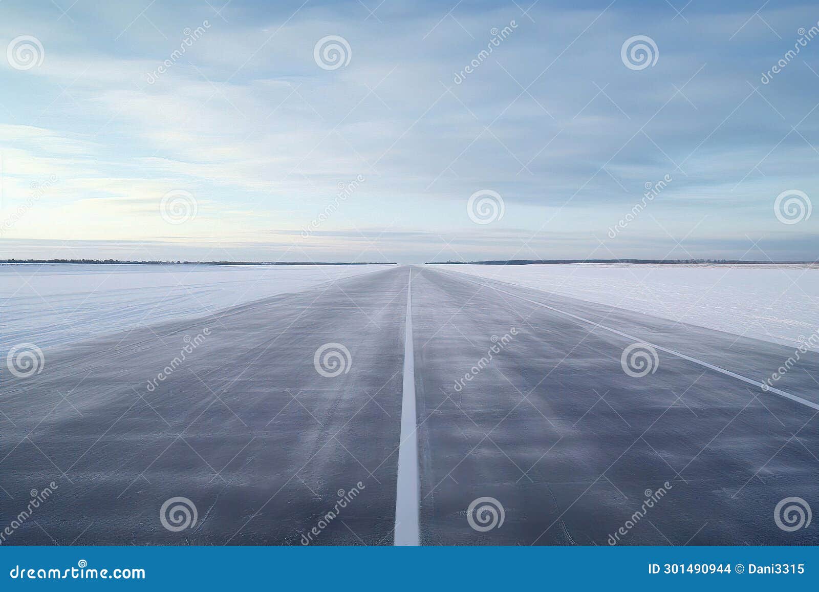 An Airport Runway Covered in Snow Under a Clear Sky Stock Photo - Image ...