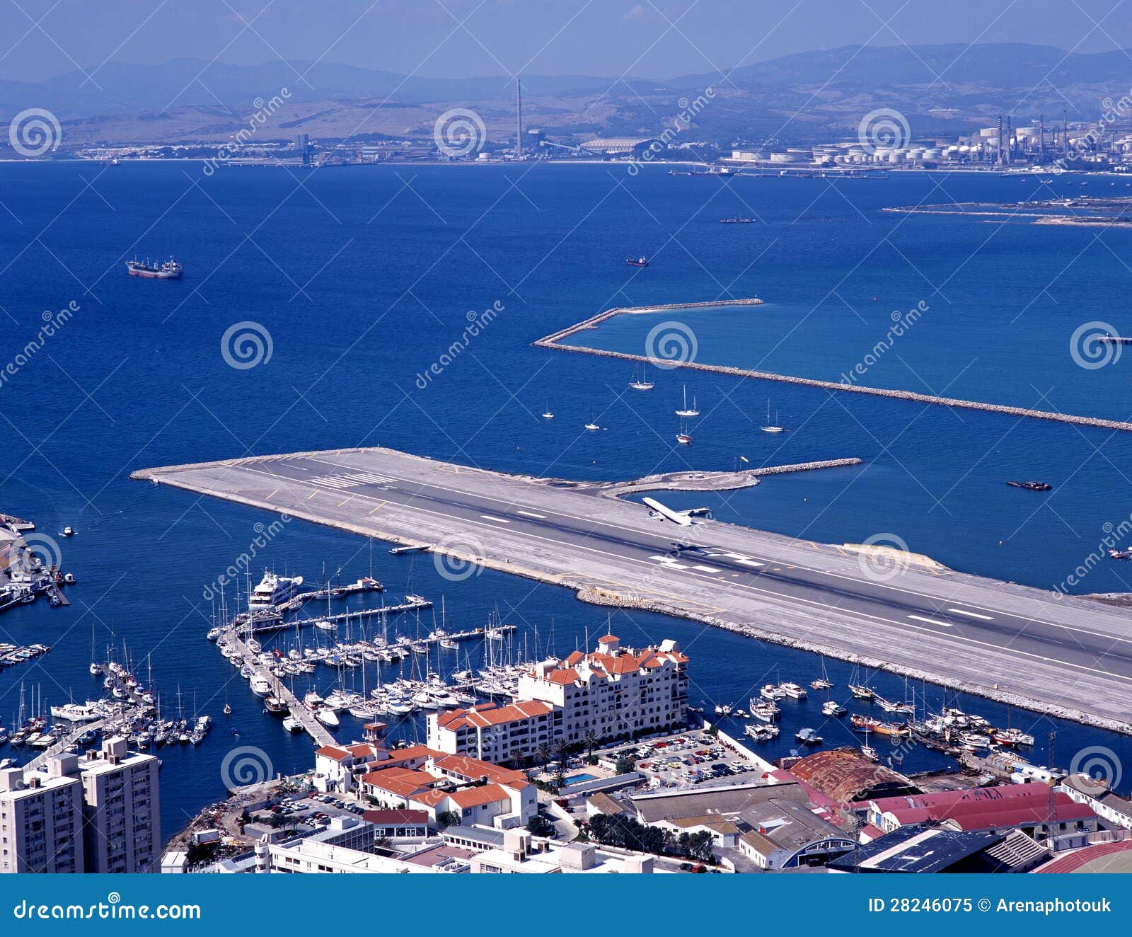 Airport runway, Gibraltar. stock image. Image of aerial - 28246075