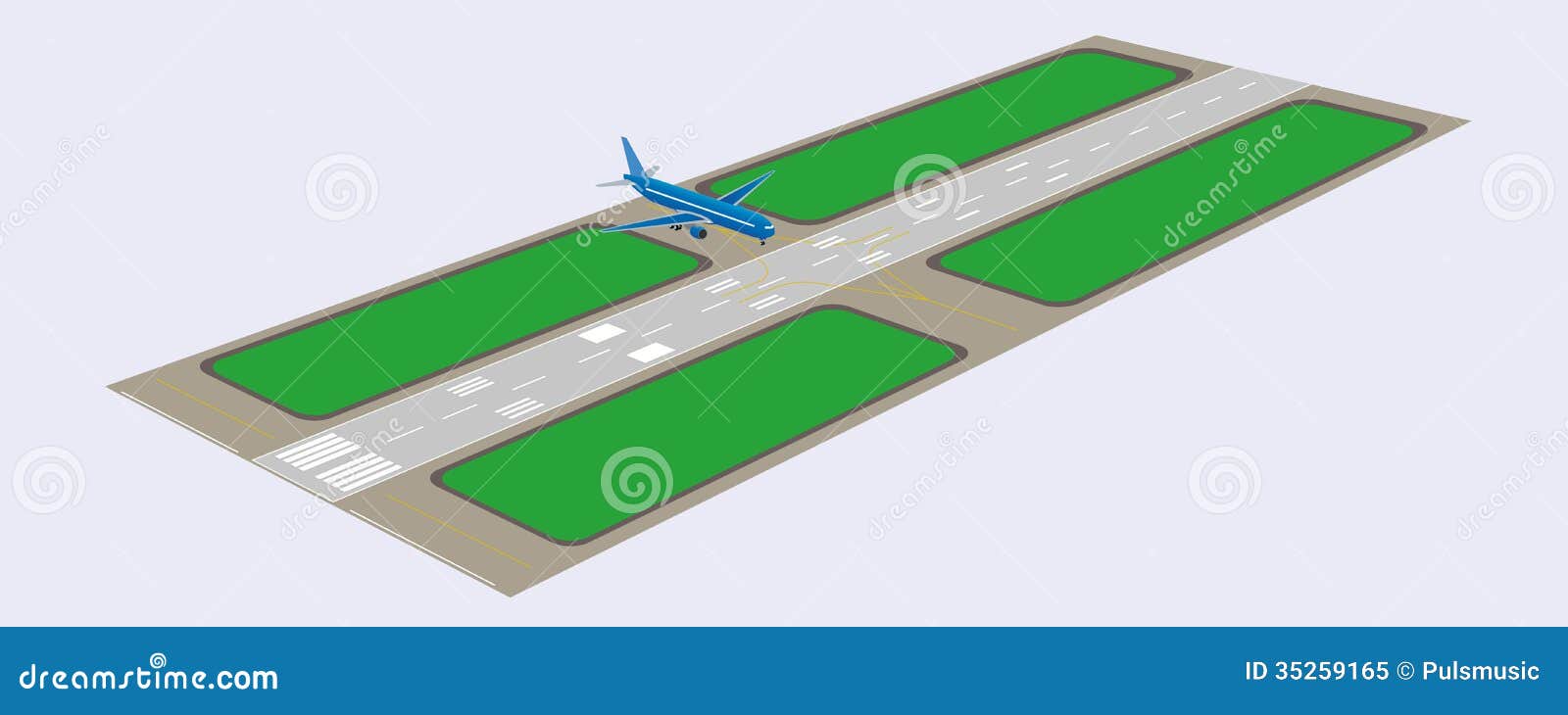 Airport Runway For Taking Off And Landing Aircrafts Vector Illustration ...