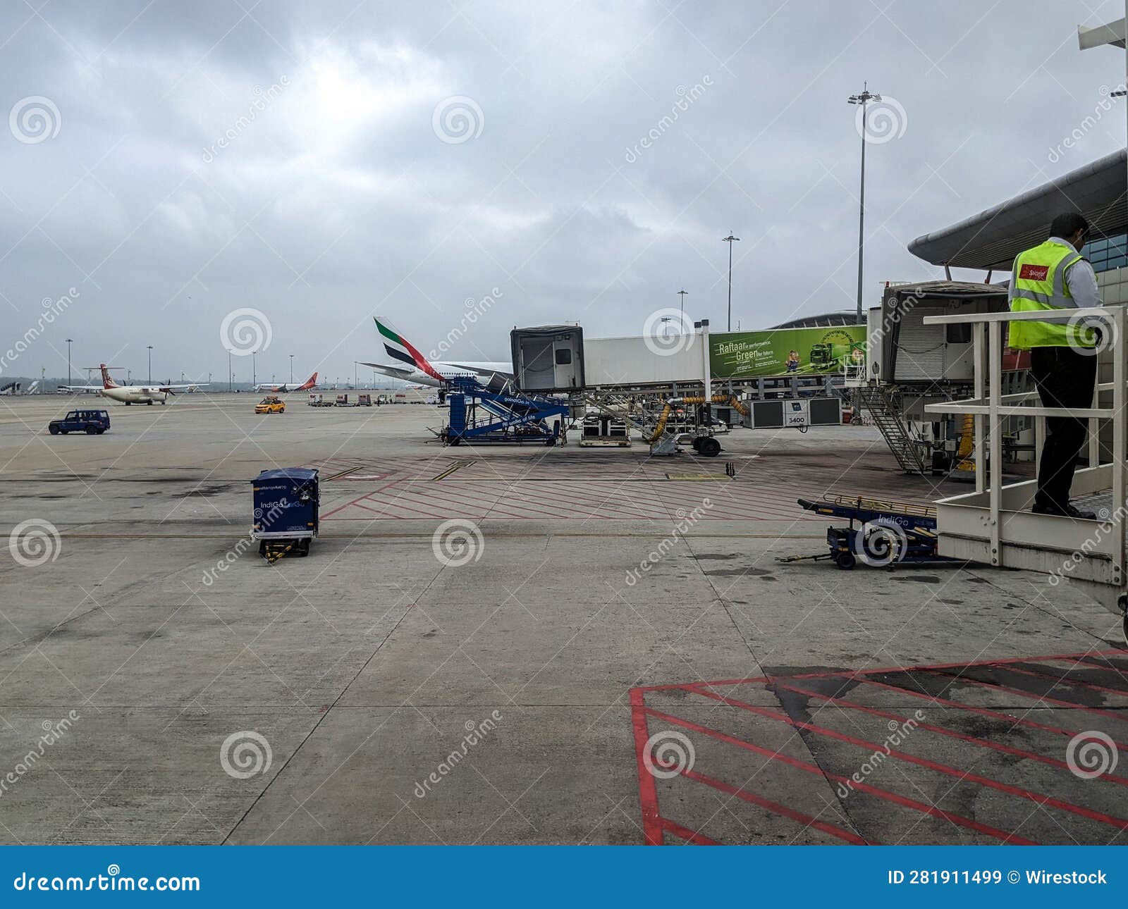 Airport Scene with Planes on the Runway. Editorial Stock Image - Image ...