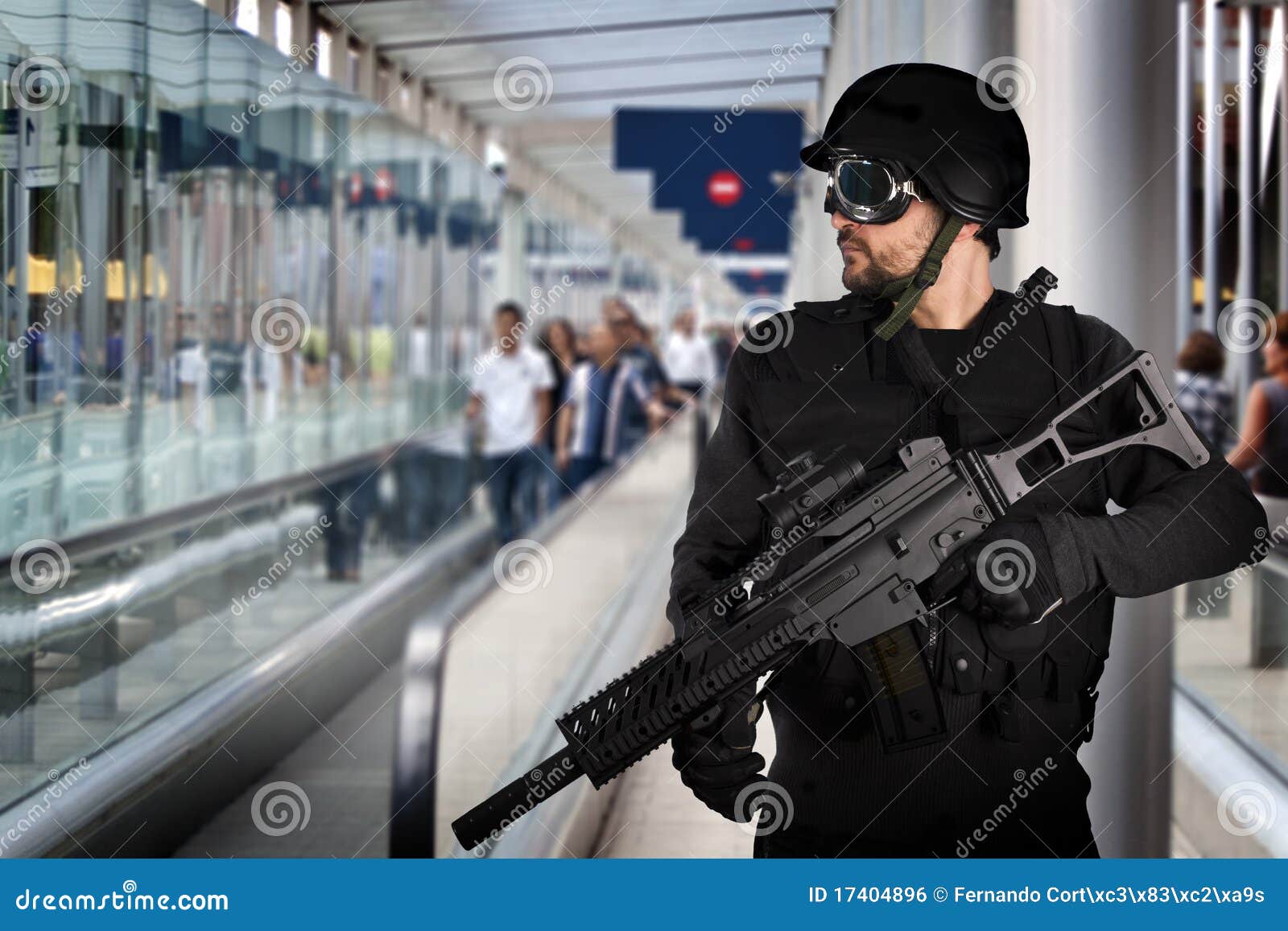Airport Security, Armed Police Stock Photo - Image of soldier, machine ...