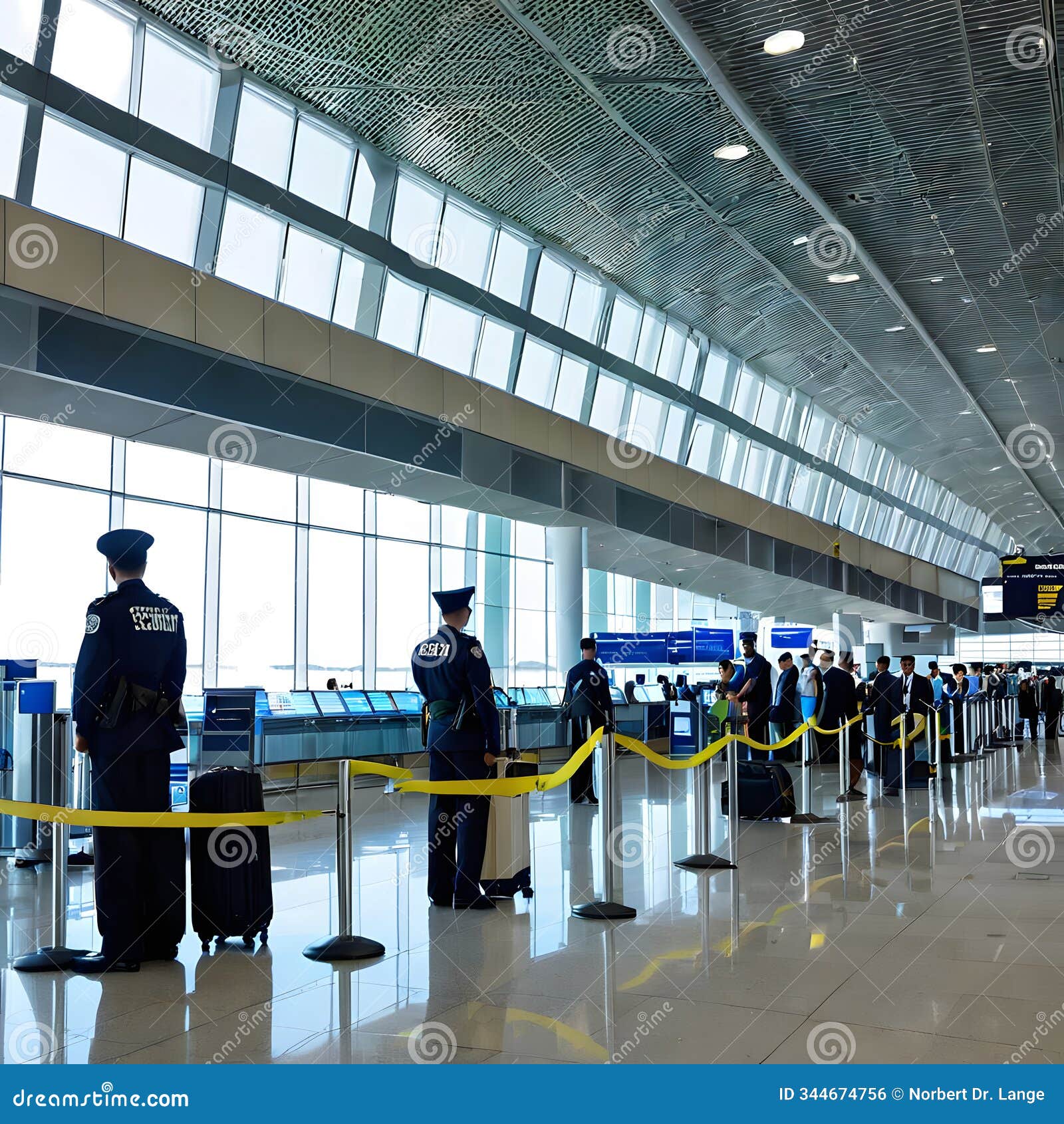 Airport Security Check with Check-in, Ai-generatet Stock Illustration ...