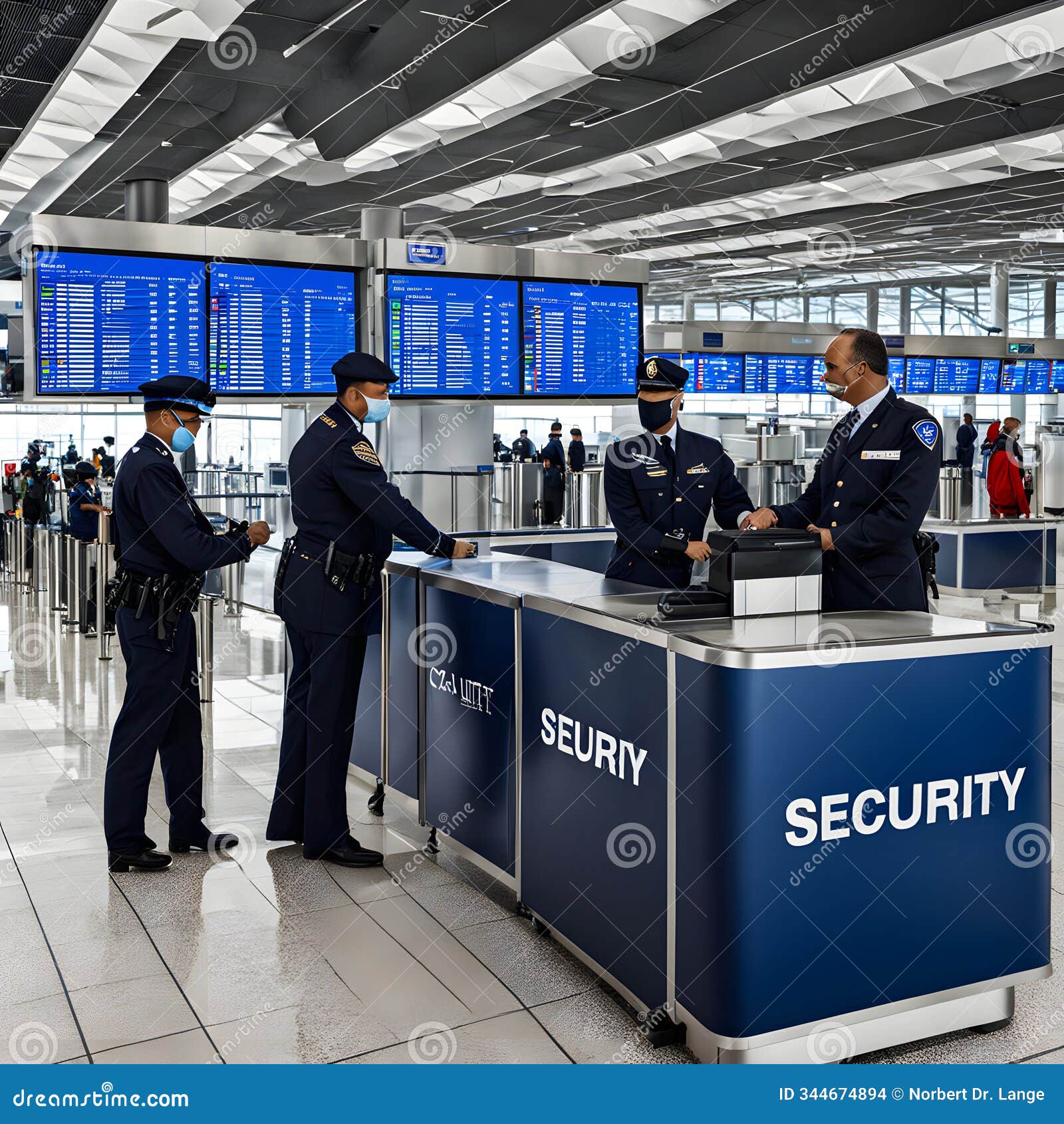 Airport Security Check with Check-in, Ai-generatet Stock Illustration ...