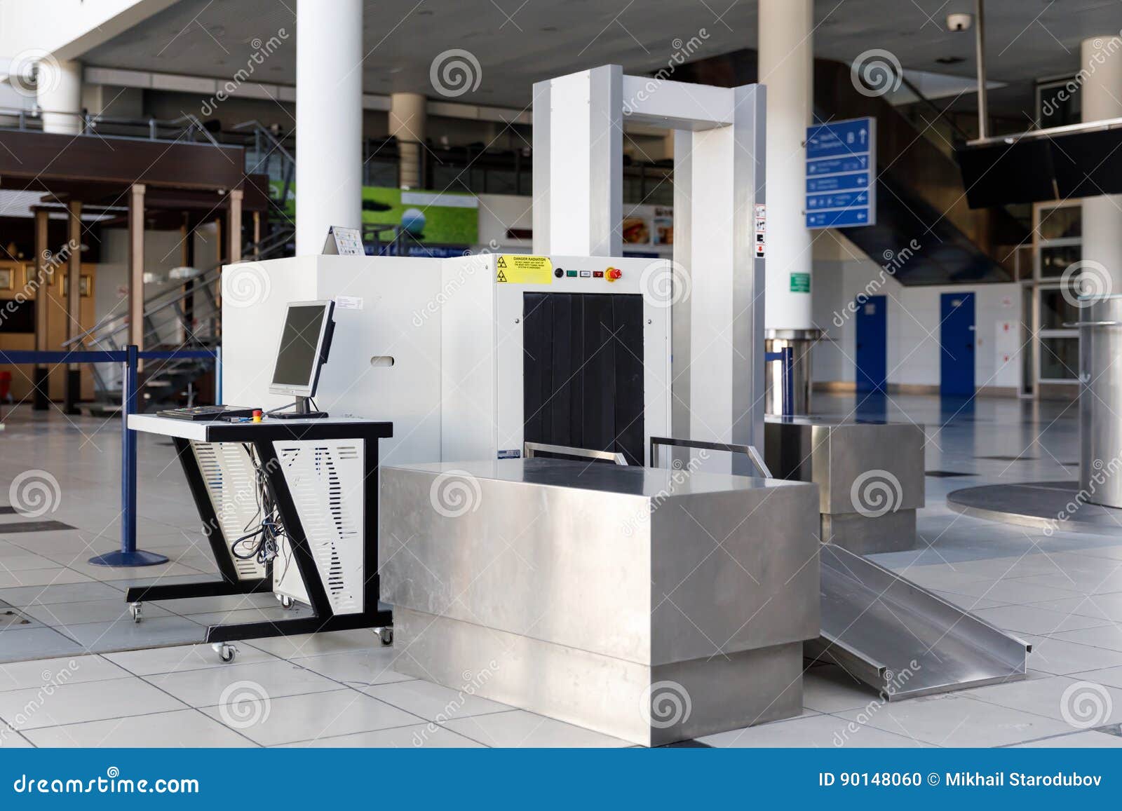 Airport Security Check Point with Metal Detector Stock Photo - Image of ...