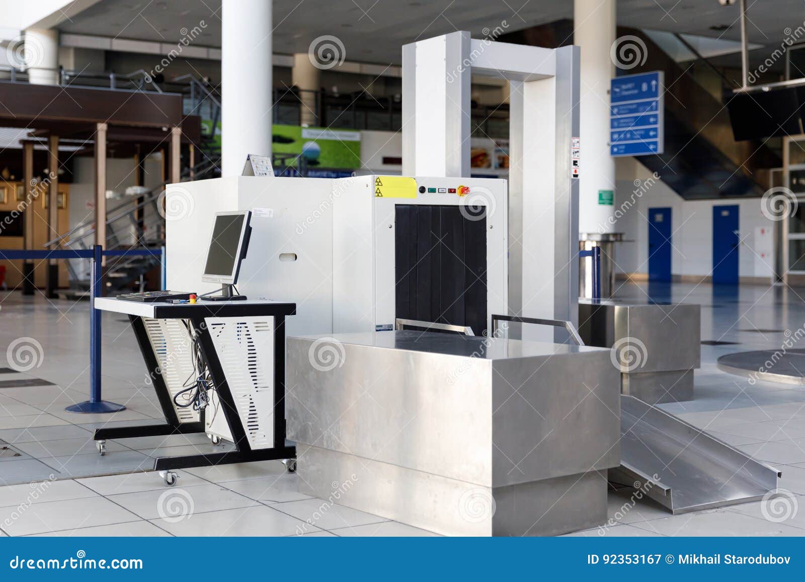 Airport Security Check Point with Metal Detector Stock Image - Image of ...