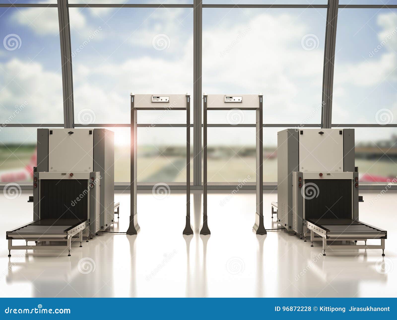 Airport Security Checkpoint Stock Illustration - Illustration of ...