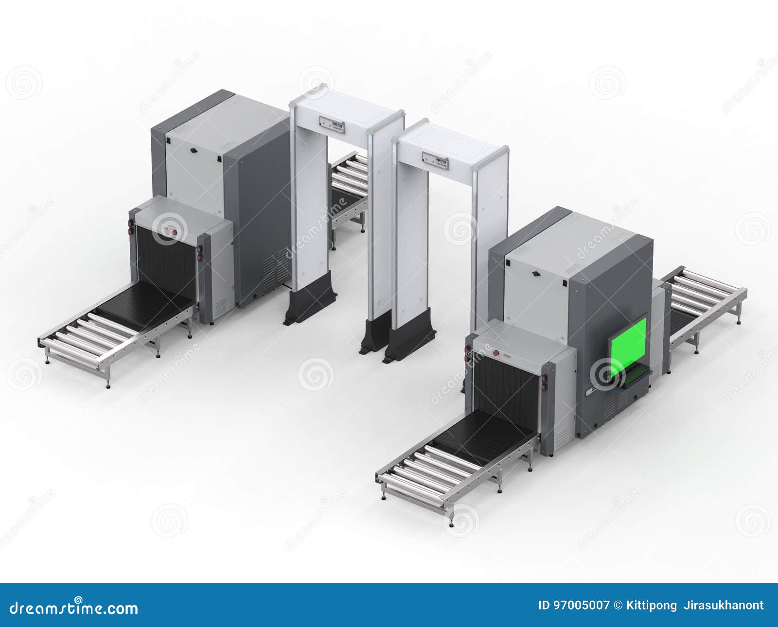 Airport Security Checkpoint Stock Illustration - Illustration of gates ...