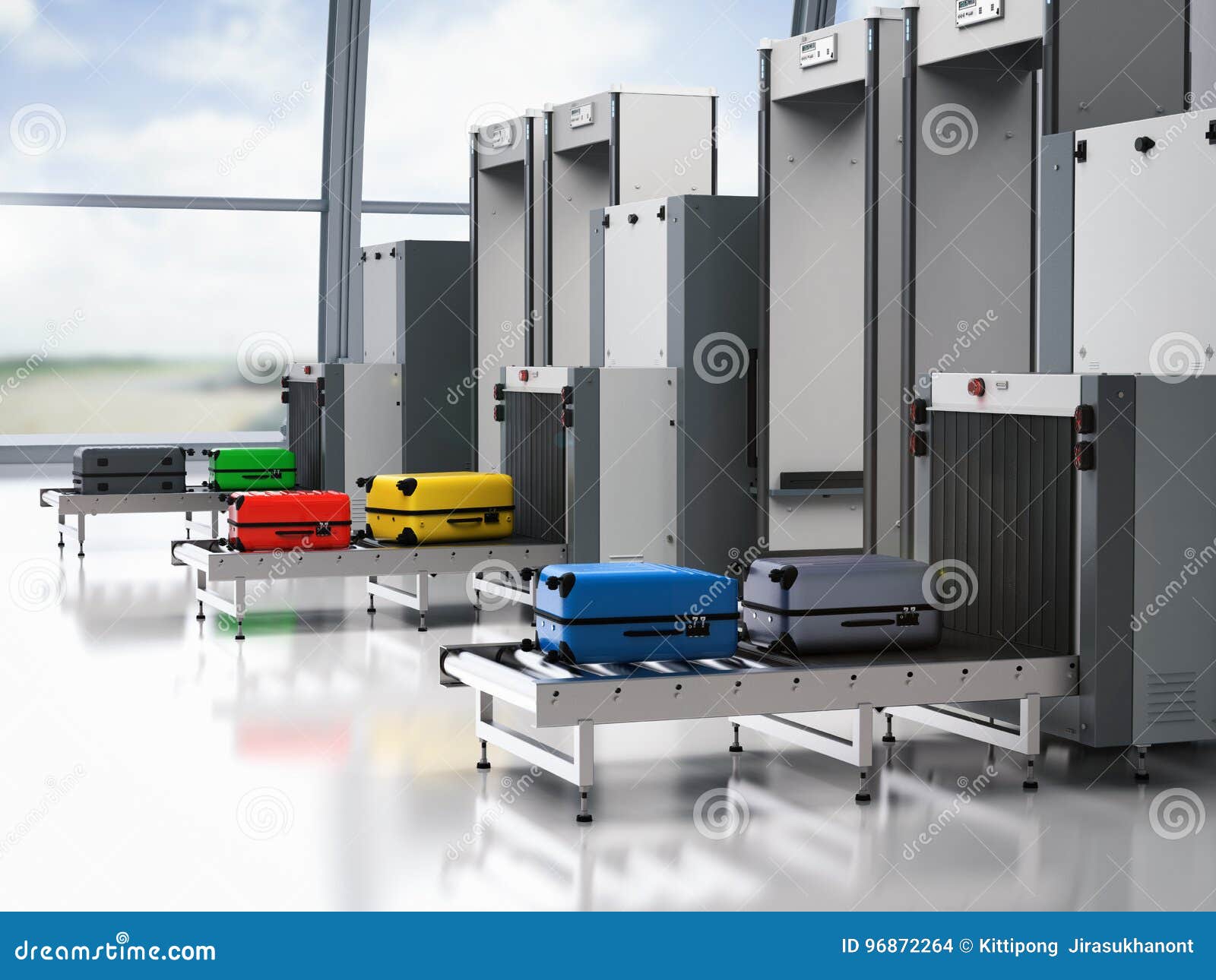 Airport Security Checkpoint Stock Illustration - Illustration of steel ...