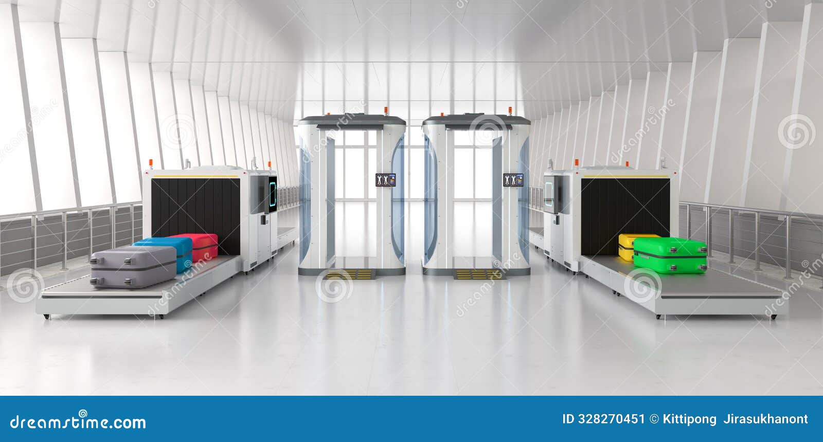 Airport Security Checkpoint With Clean Modern Design And Automated ...