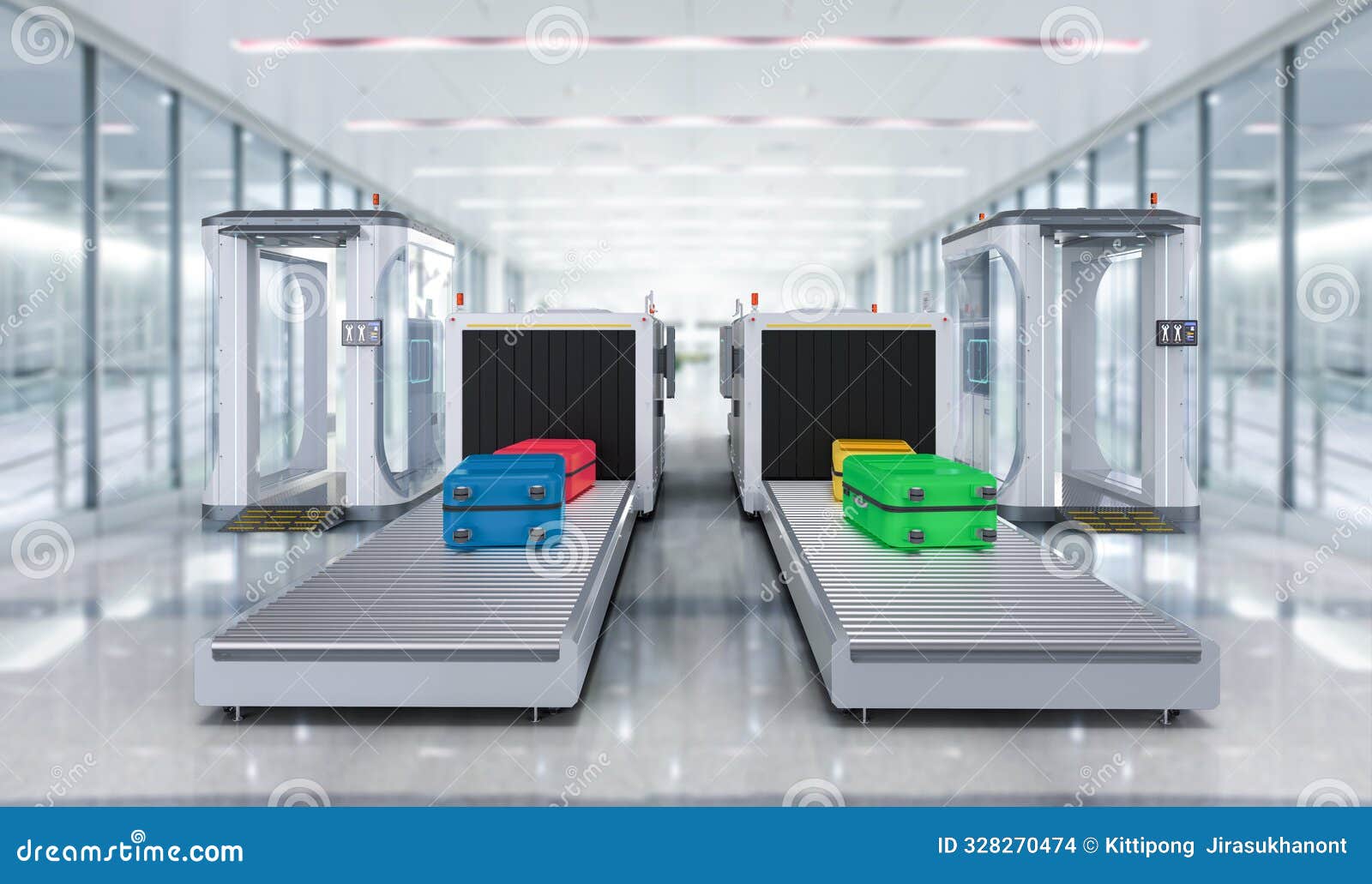 Airport Security Checkpoint With Clean Modern Design And Automated ...