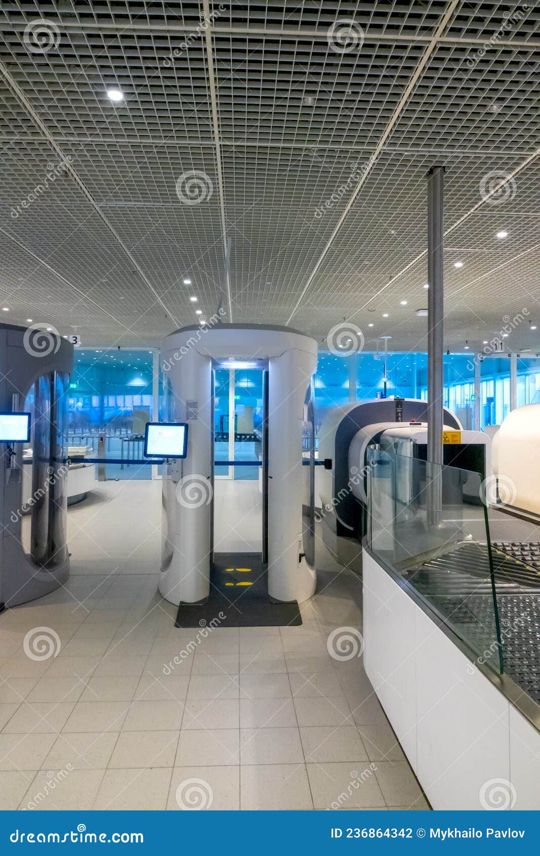 Airport Security Checkpoint and X-ray Scanners Stock Photo - Image of ...