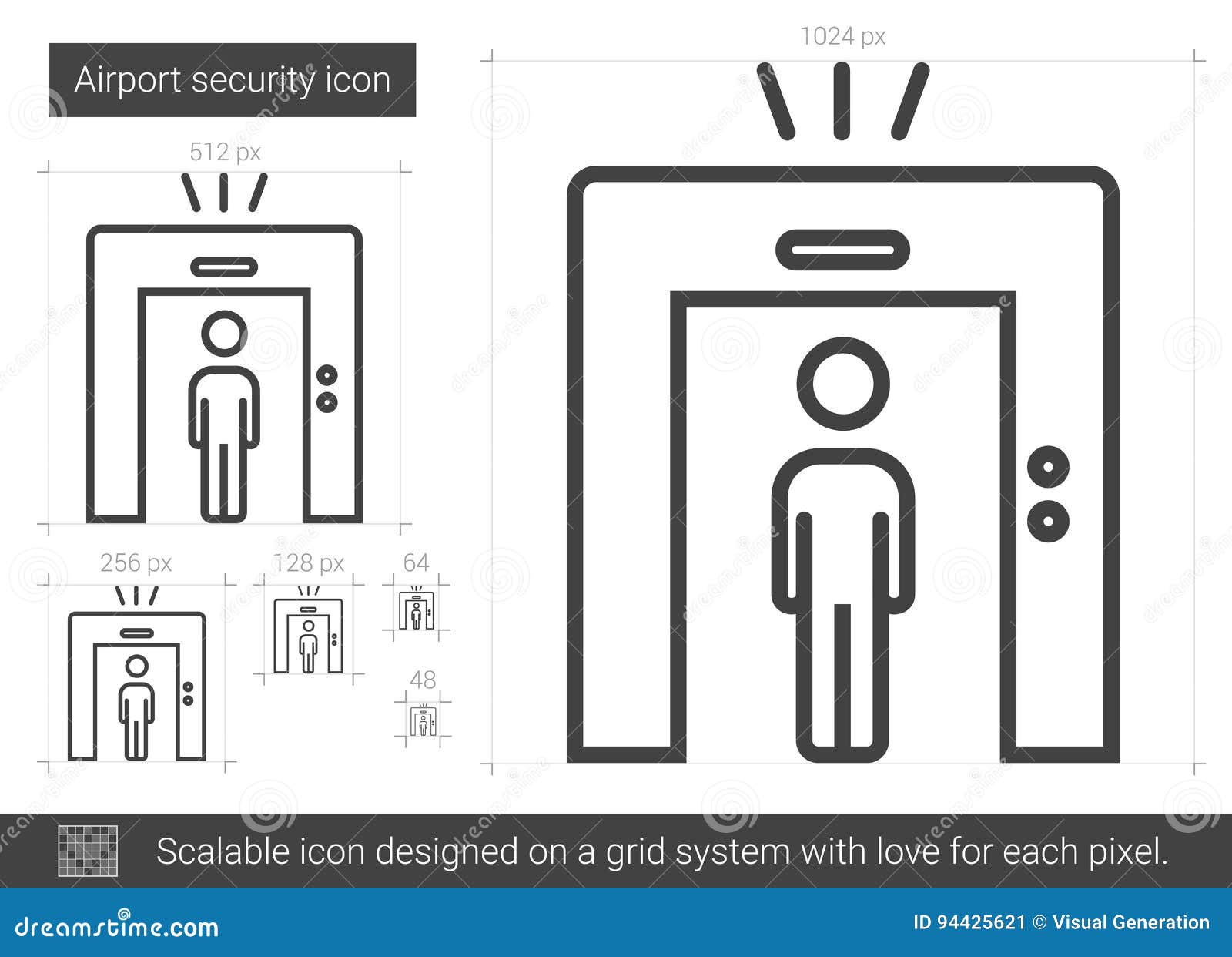 Airport Security Line Icon. Stock Vector - Illustration of male ...