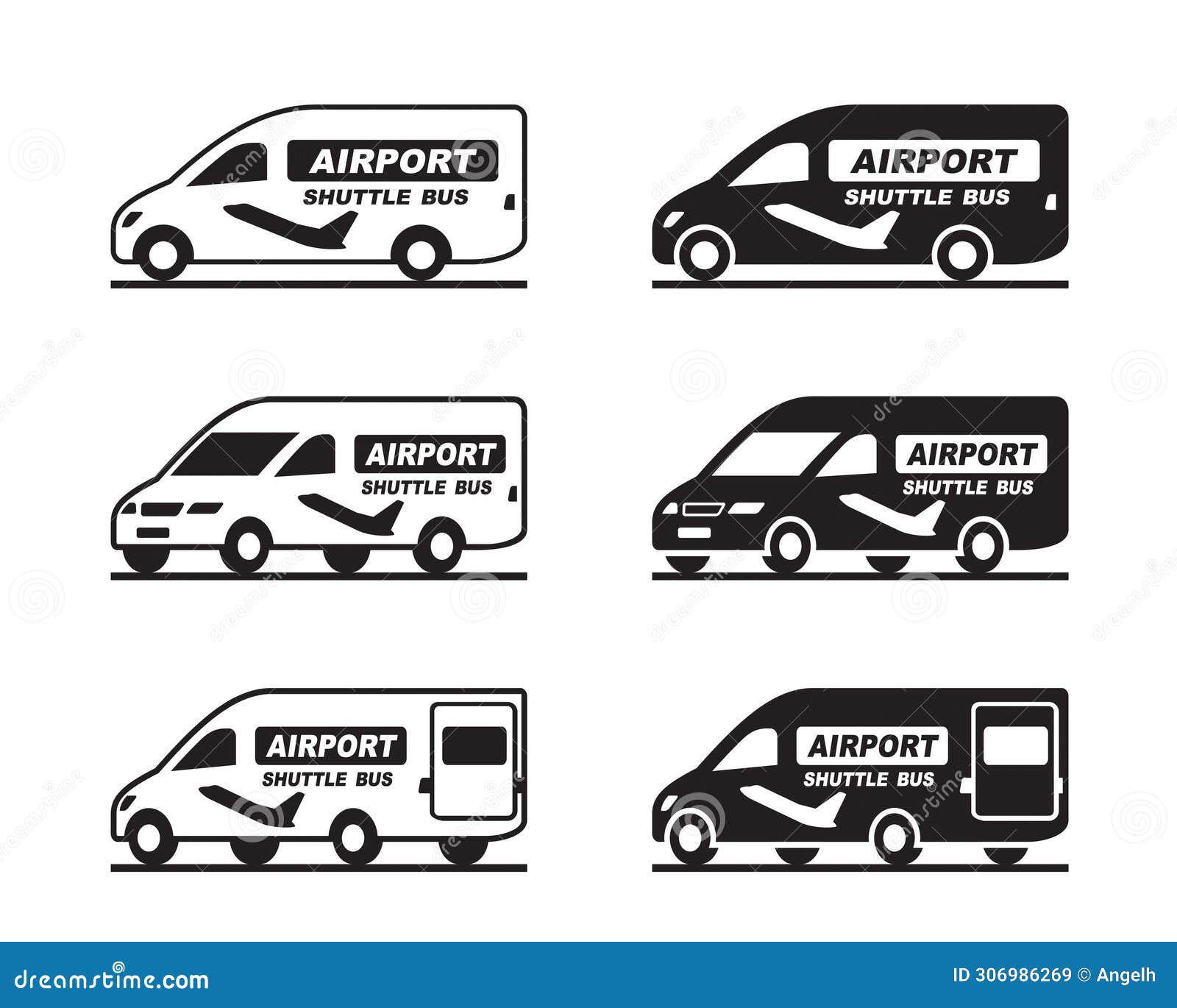 Airport Shuttle Bus in Different View Stock Vector - Illustration of ...