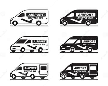 Airport Shuttle Bus in Different View Stock Vector - Illustration of ...