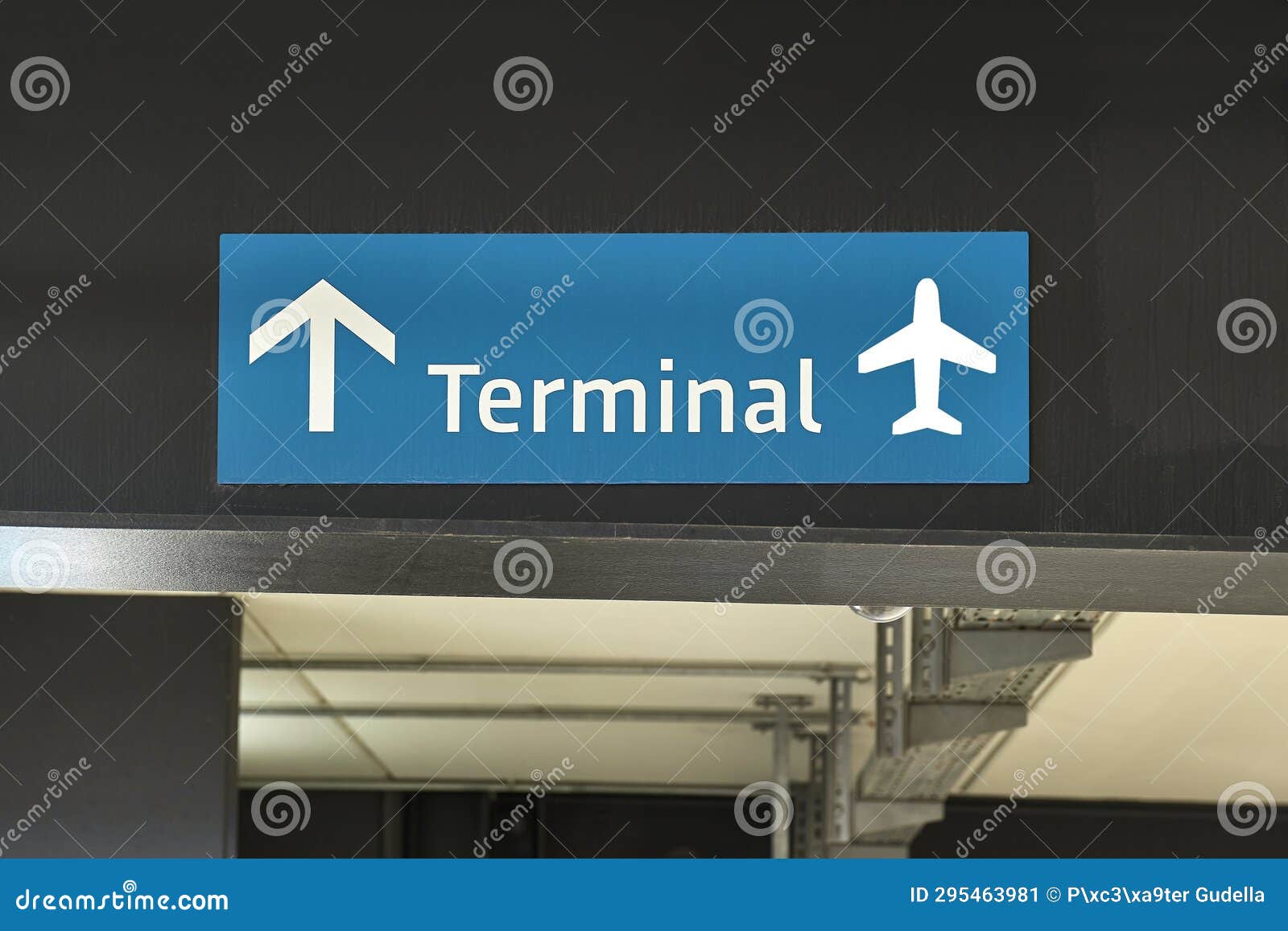 Airport Terminal Gates Direction Sign Stock Image - Image of bright ...