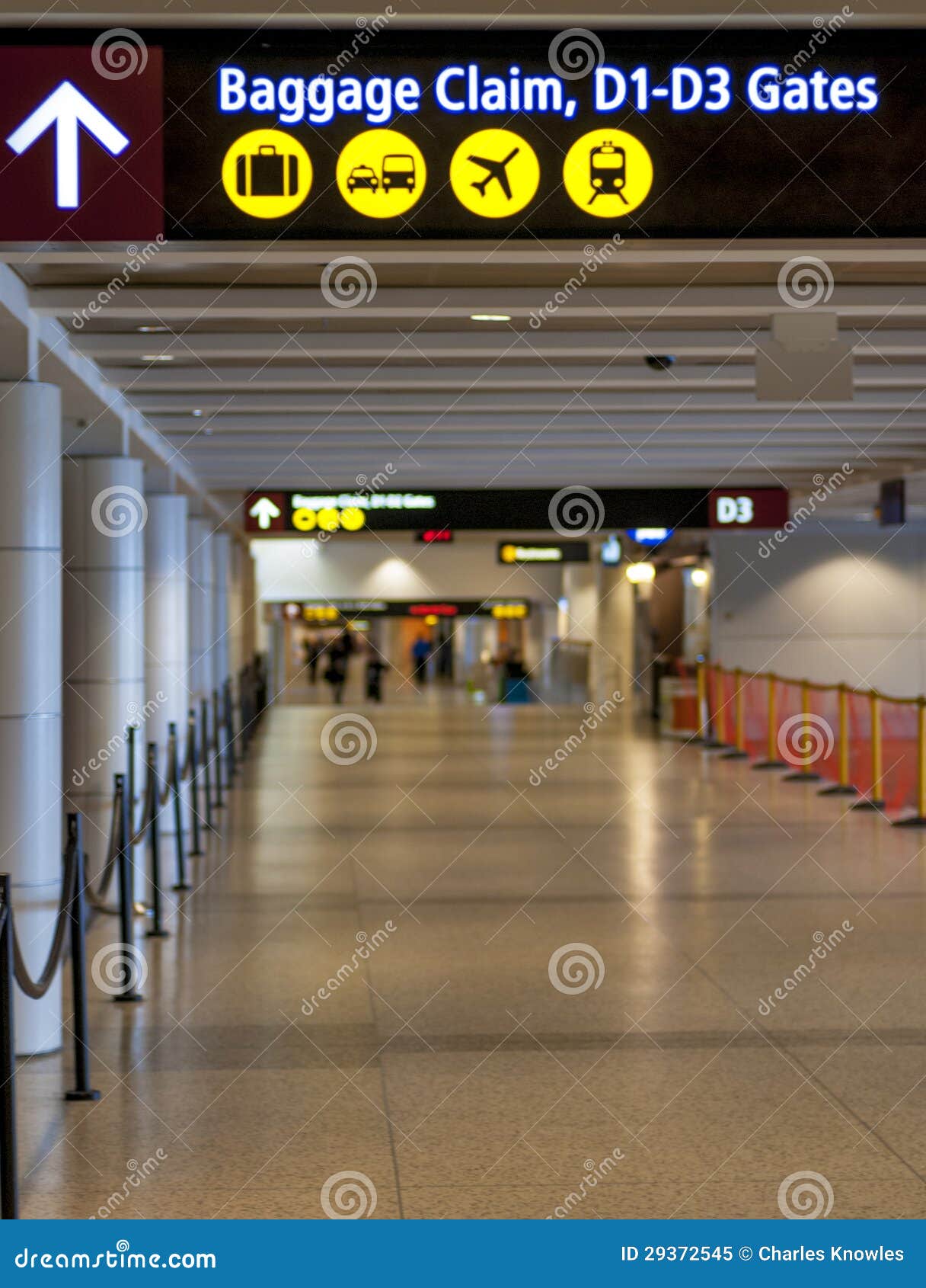 Airport Terminal Hallway and Direction Sign Stock Image - Image of ...