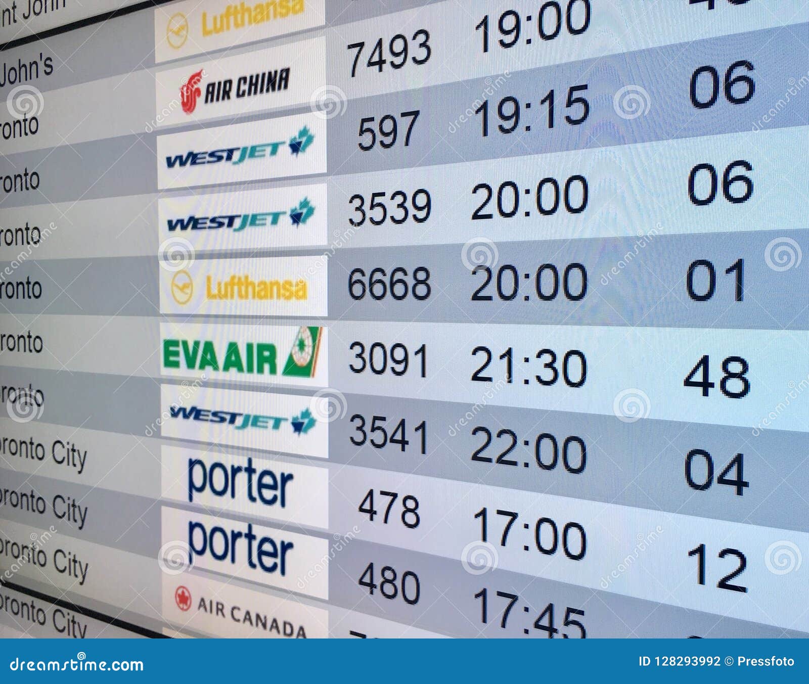 Airport timetable display editorial photography. Image of info - 128293992