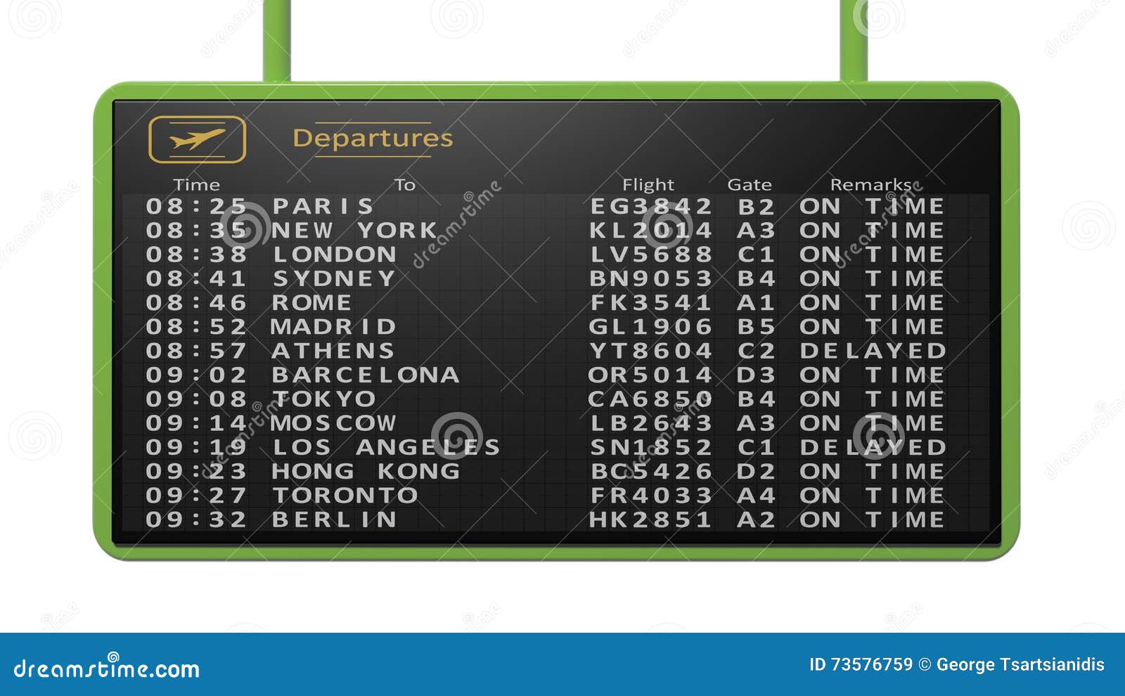 Airport Timetable on White Background.Isolated Stock Illustration ...