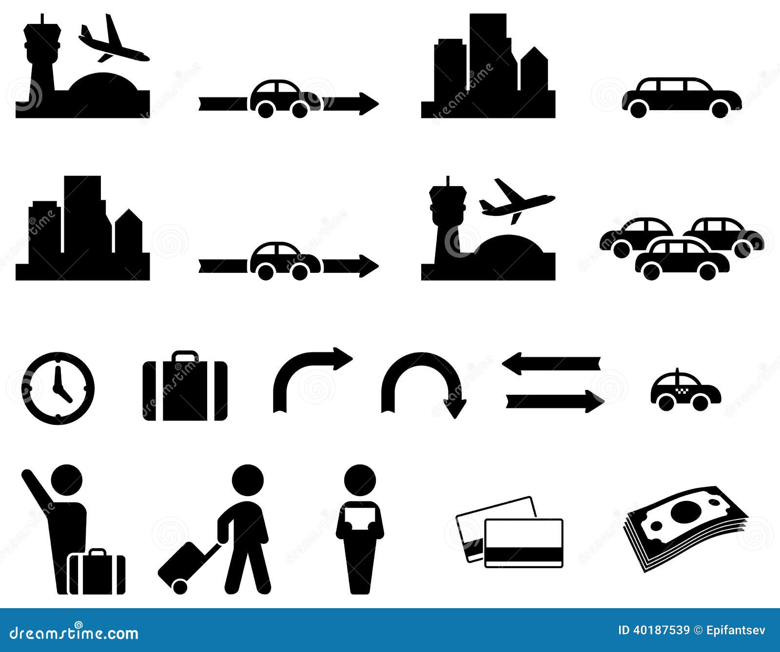 Airport Transfer Black Glyph Icon. Regularly Scheduled Transportation ...