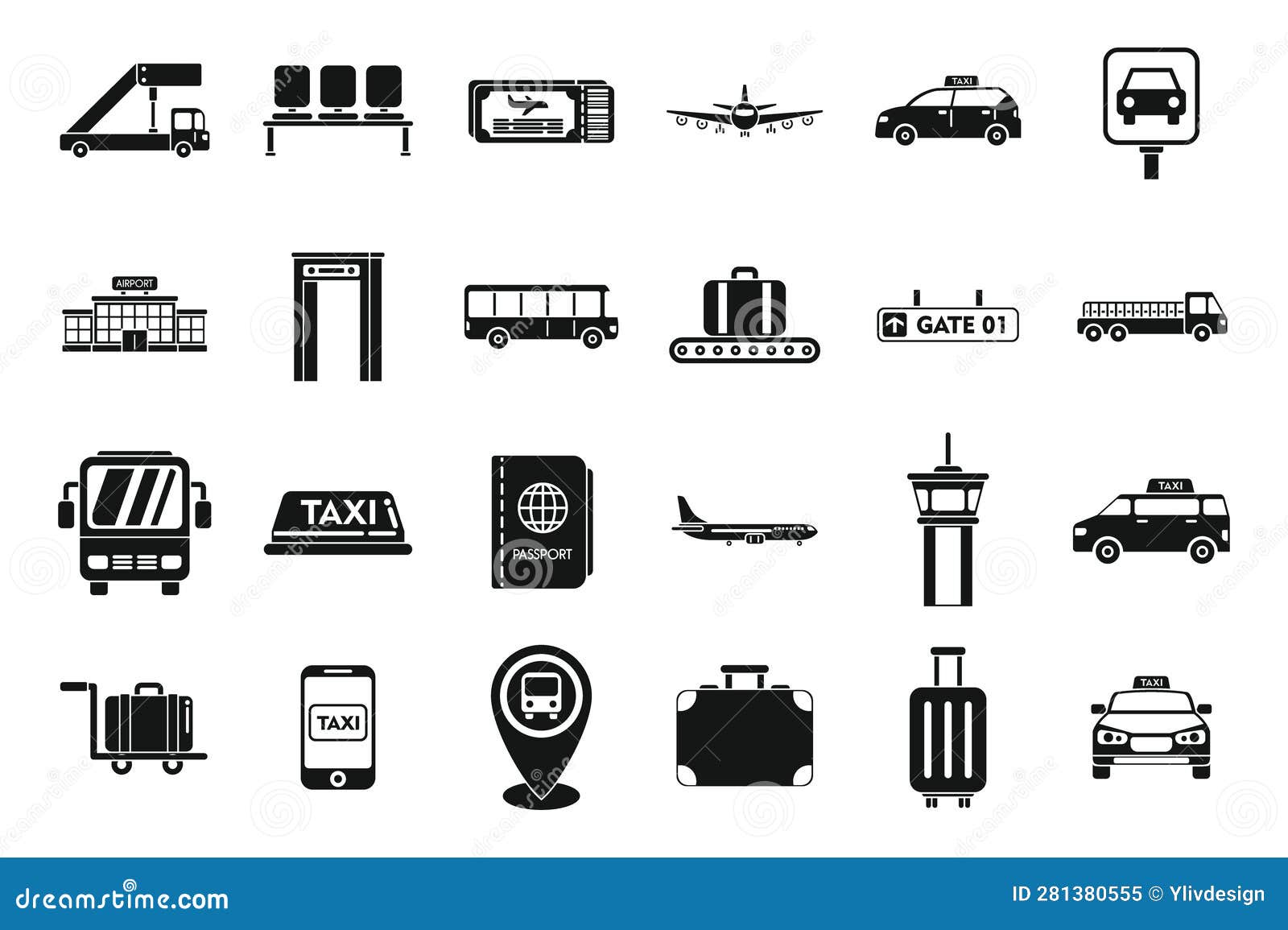 Airport Transfer Icons Set Simple Vector. Flight Lost Stock Vector ...
