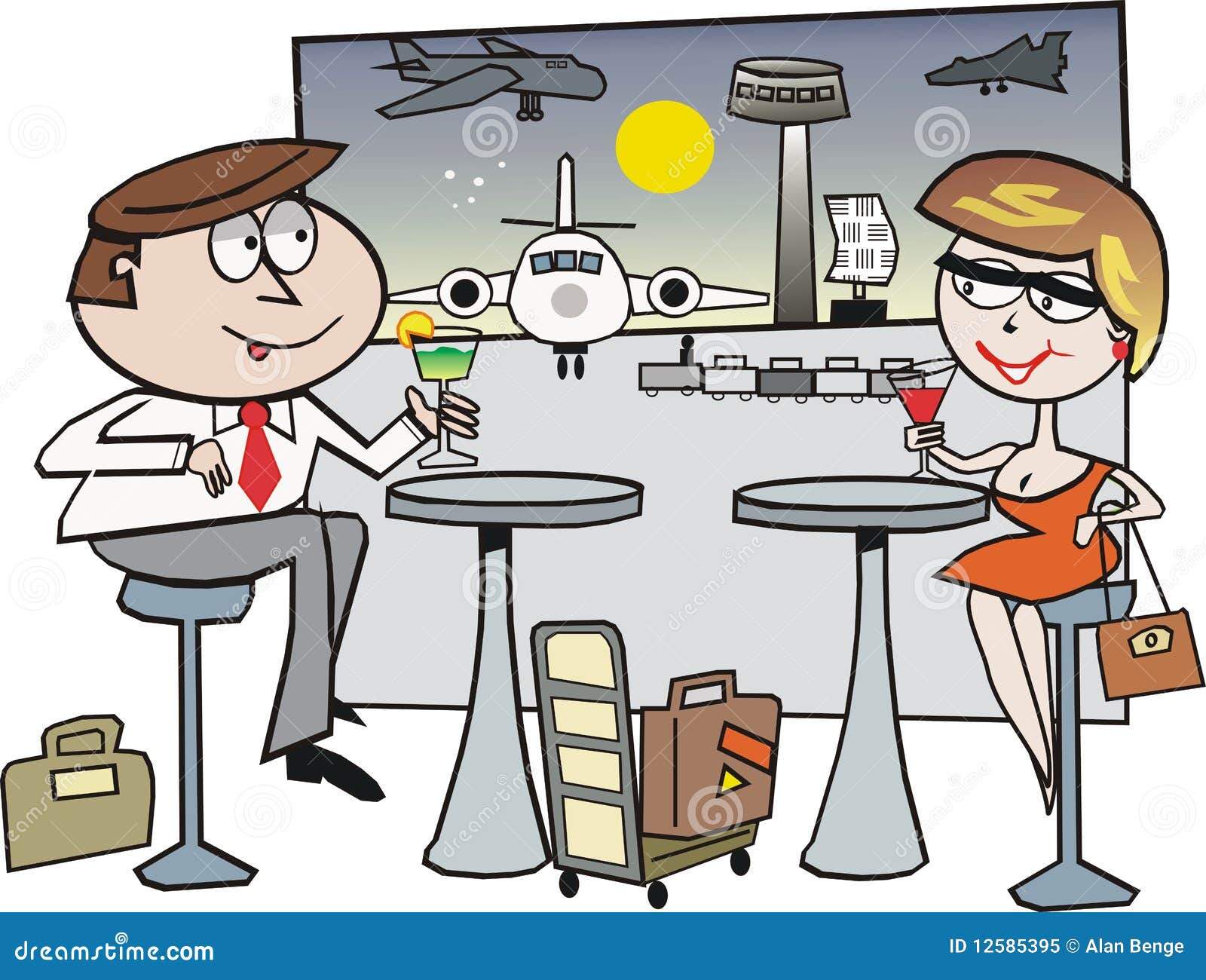 Airport travel cartoon stock vector. Illustration of people - 12585395