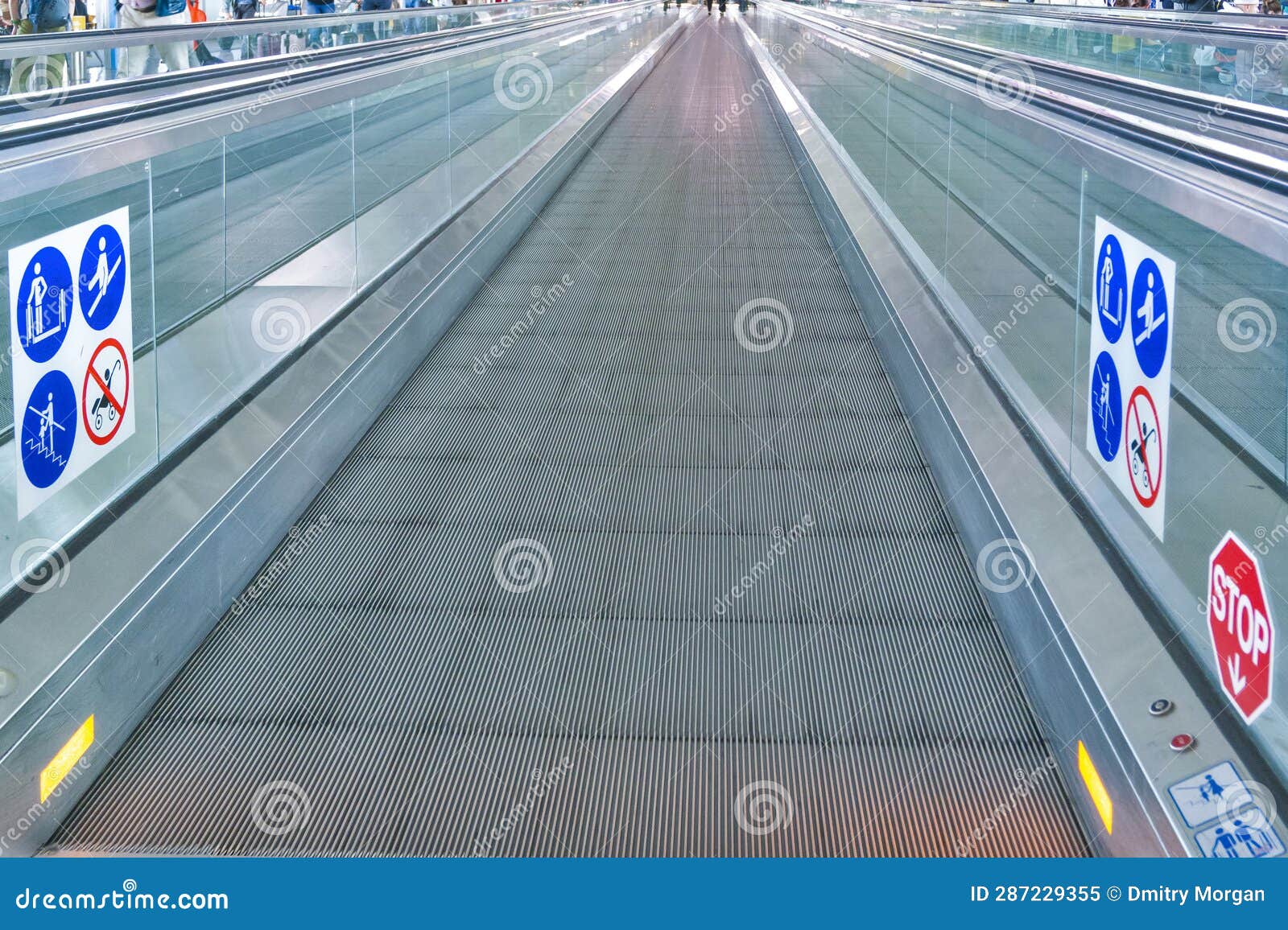 Airport Travolator or Moving Walkway Travelator Stock Image - Image of ...