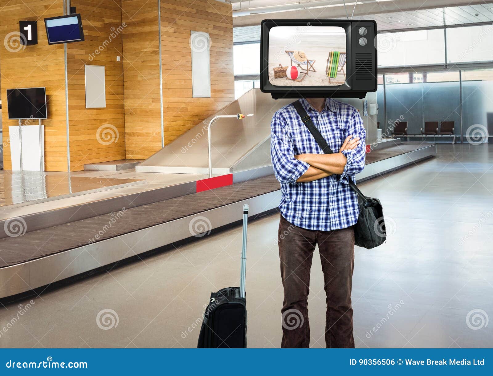 In the airport. tv face stock photo. Image of abstract - 90356506