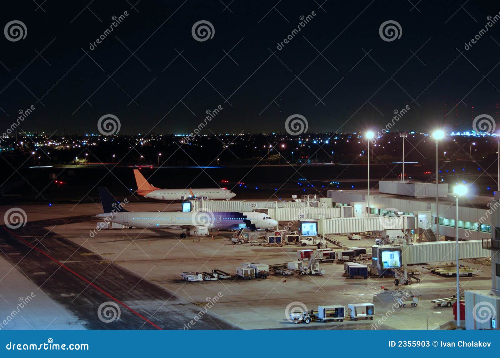 Airport view at night stock image. Image of worker, passenger - 2355903