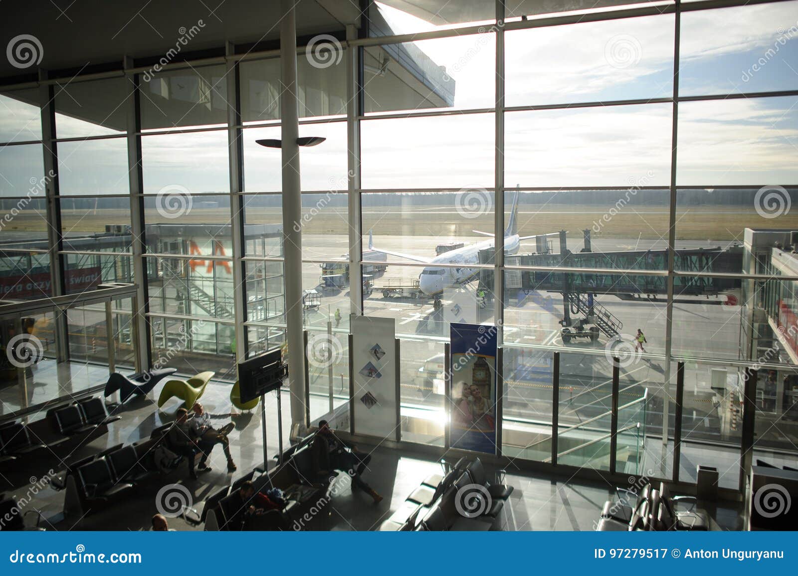 Airport waiting room. editorial photography. Image of airport - 97279517
