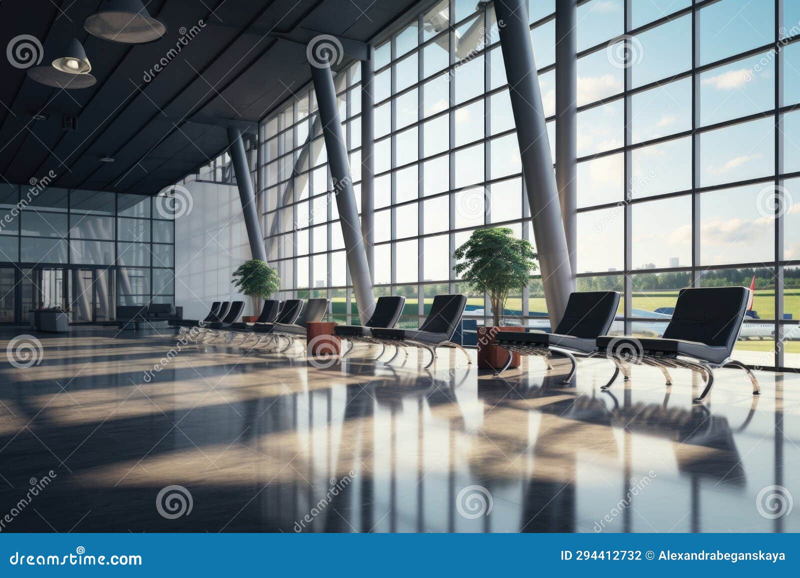 Airport waiting room stock illustration. Illustration of window - 294412732