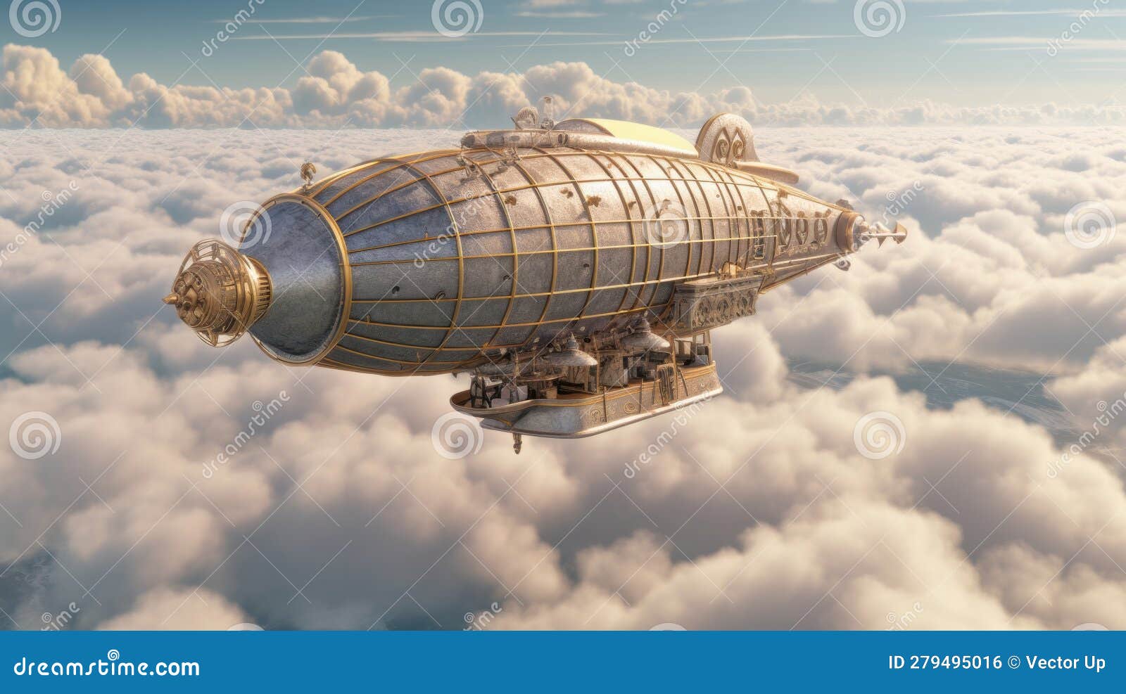 Airship Above the Clouds. Generative AI Stock Photo - Image of ...