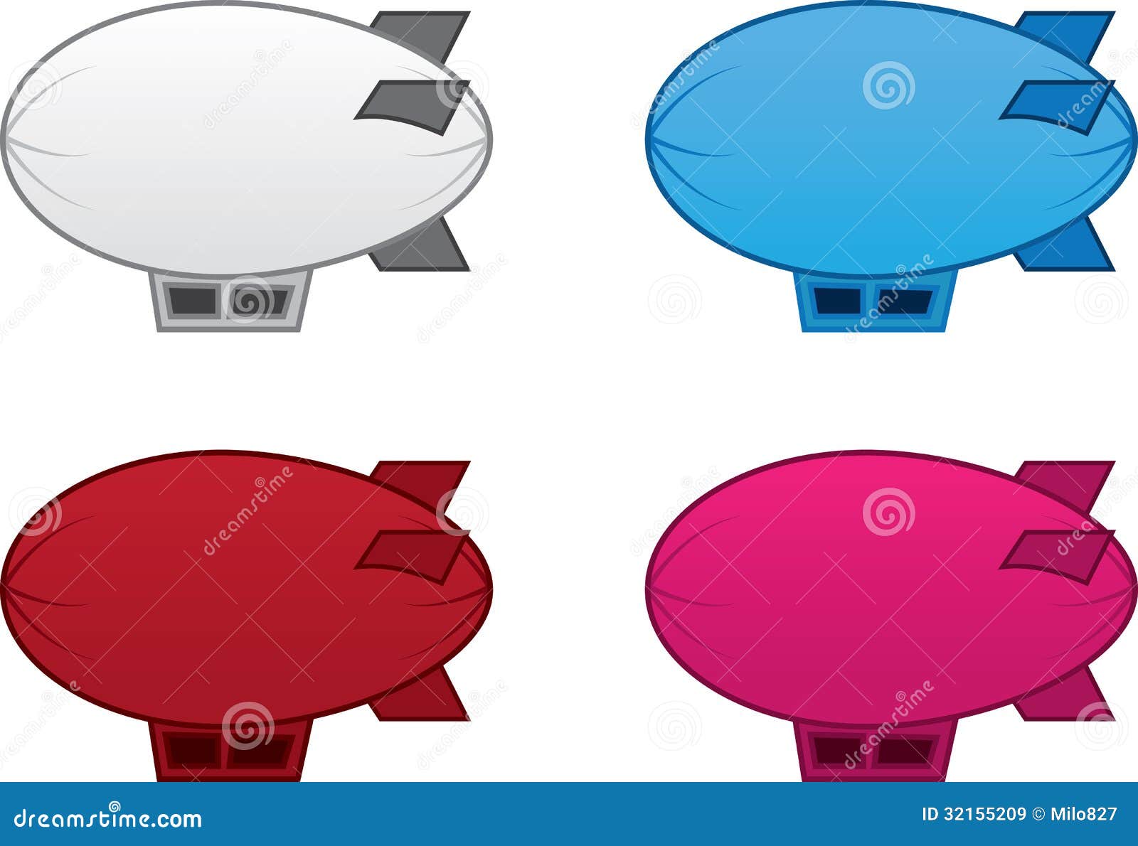 Set Of Blimps With Advertising Banners Vector Illustration Isolated On ...