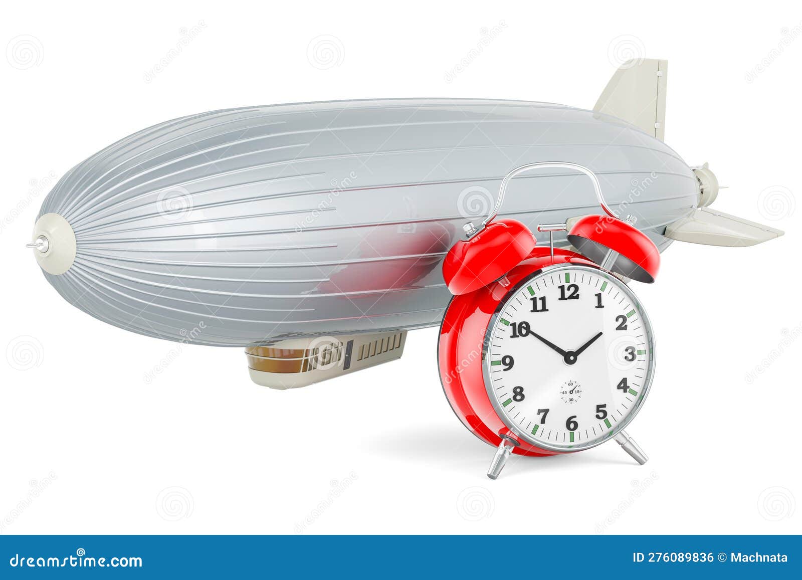Airship or Dirigible Balloon with Alarm Clock, 3D Rendering Stock ...