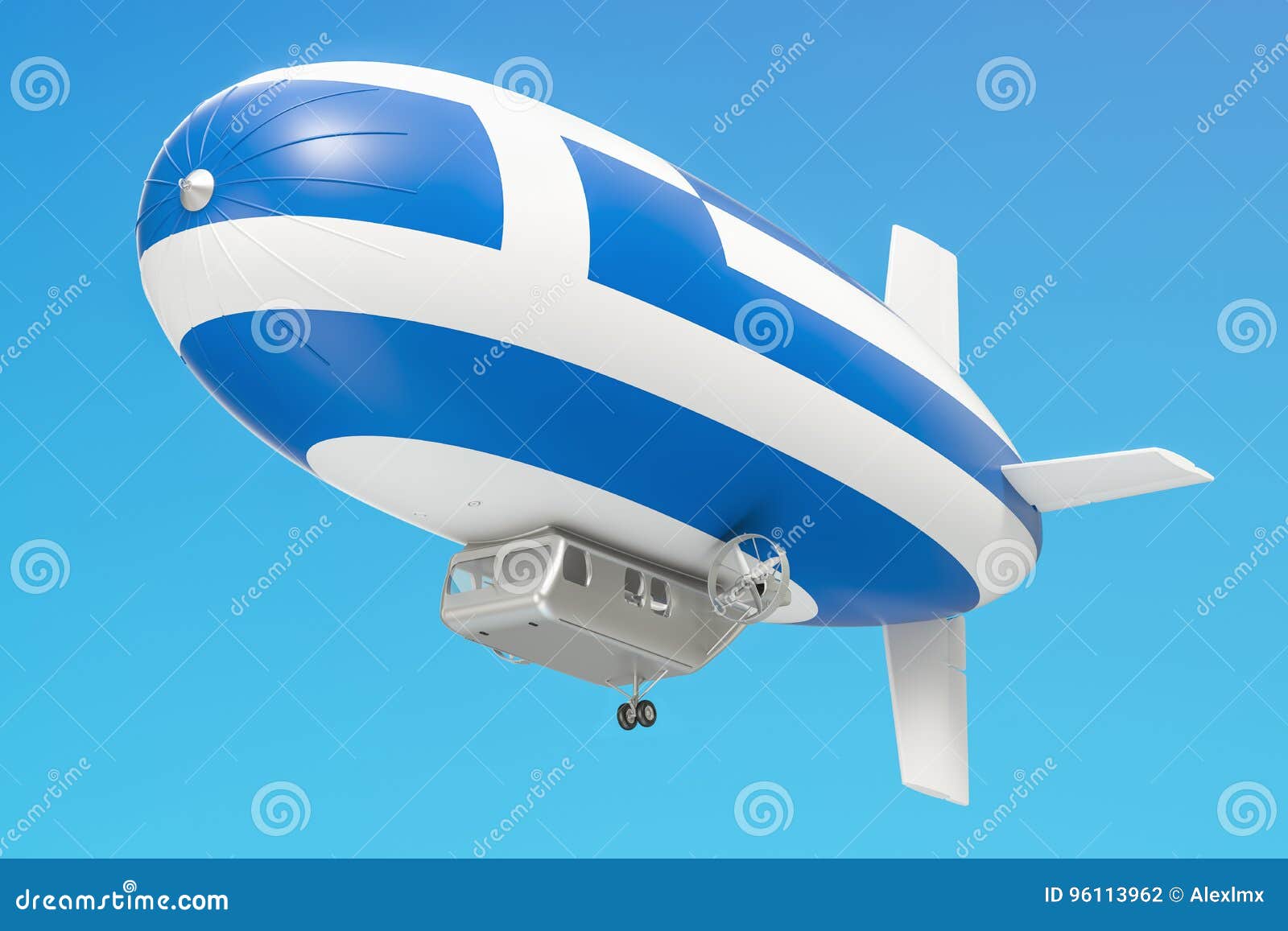 Airship or Dirigible Balloon with Greek Flag, 3D Rendering Stock ...
