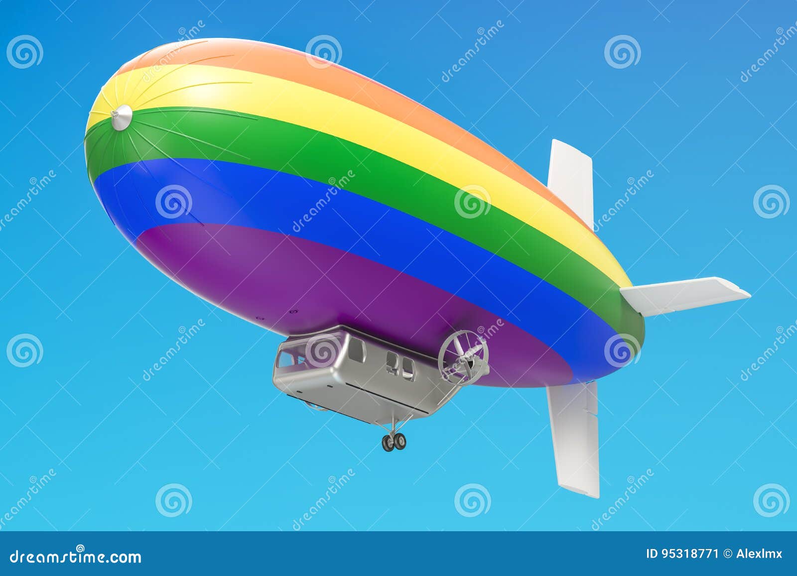 Airship or Dirigible Balloon with Rainbow Flag, 3D Rendering Stock ...