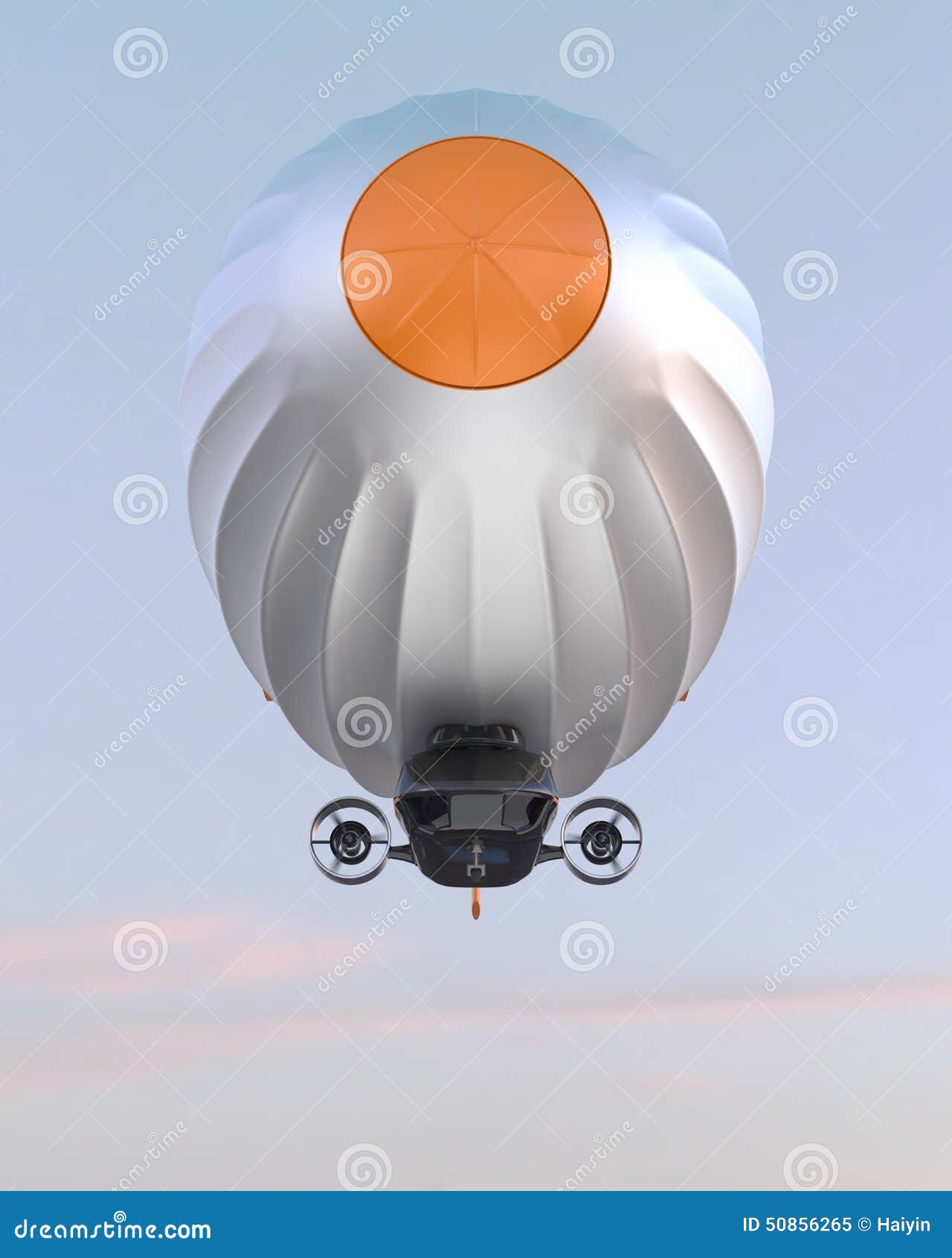 Airship Flying in the Sky (Front View) Stock Image - Image of hover ...