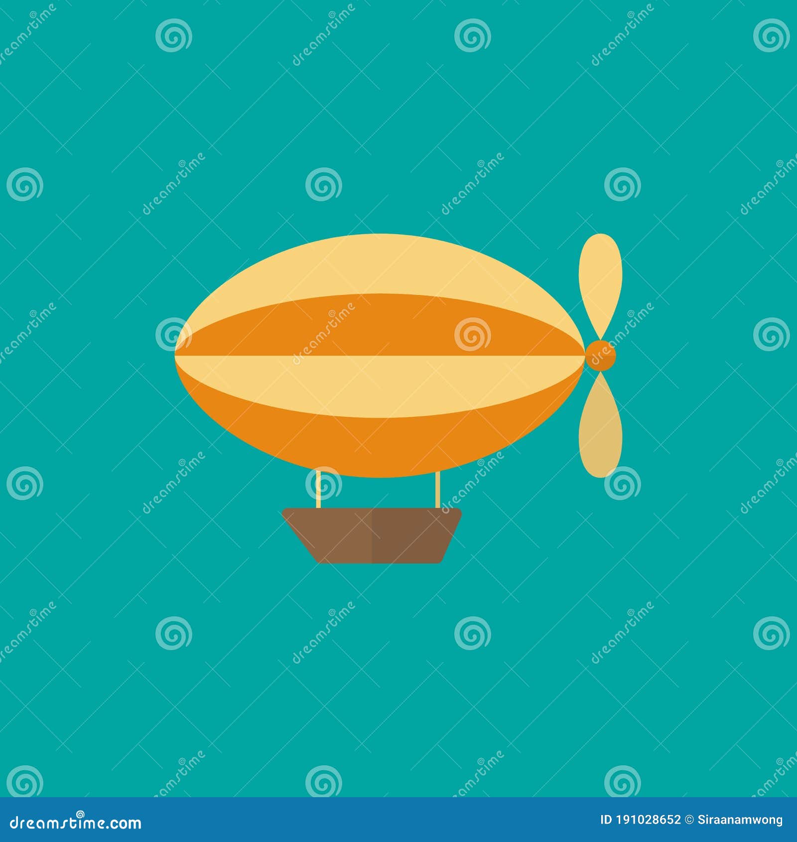 Airship icon in flat style stock vector. Illustration of basket - 191028652
