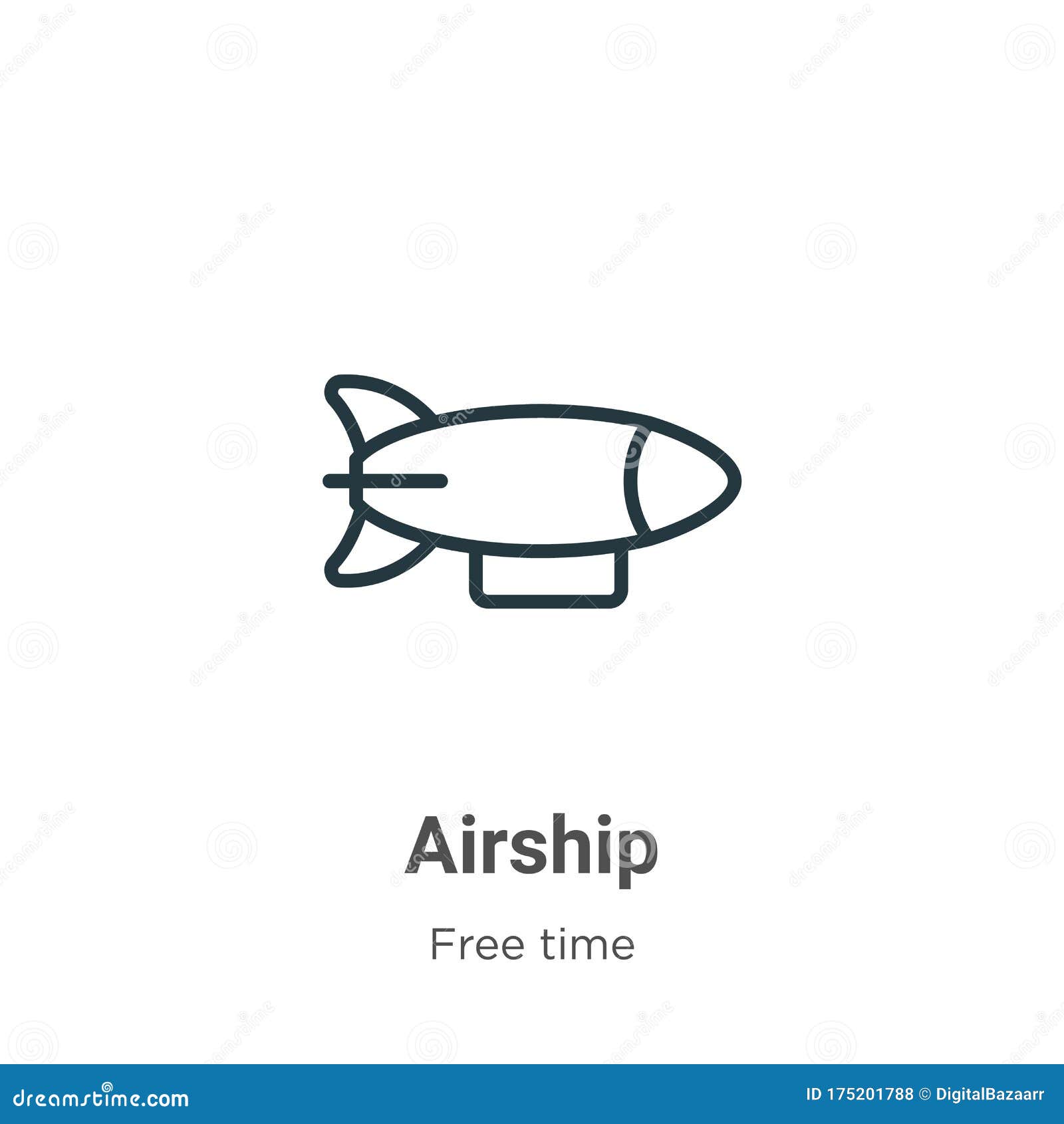 Airship Outline Vector Icon. Thin Line Black Airship Icon, Flat Vector ...
