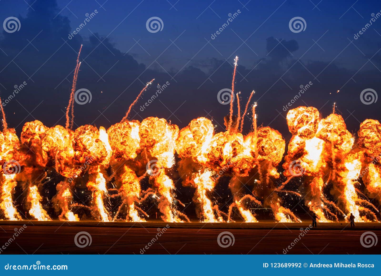 Airshow Demonstrations with High Explosive Fire Blasts Stock Photo ...
