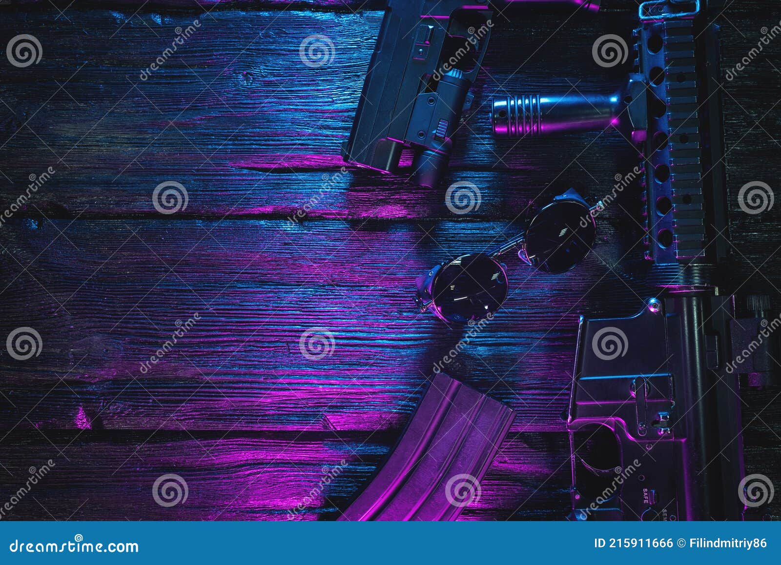 Airsoft rifle and guns stock photo. Image of light, illumination ...