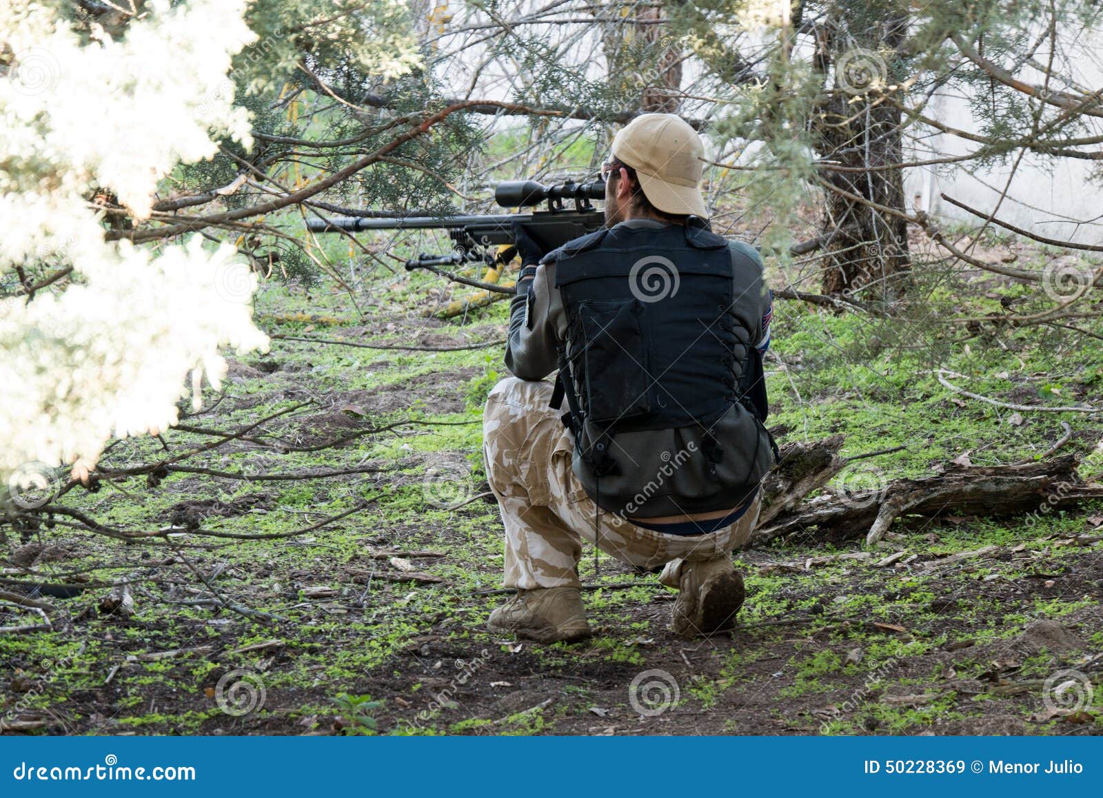 Airsoft sniper shooting editorial stock image. Image of spain - 50228369