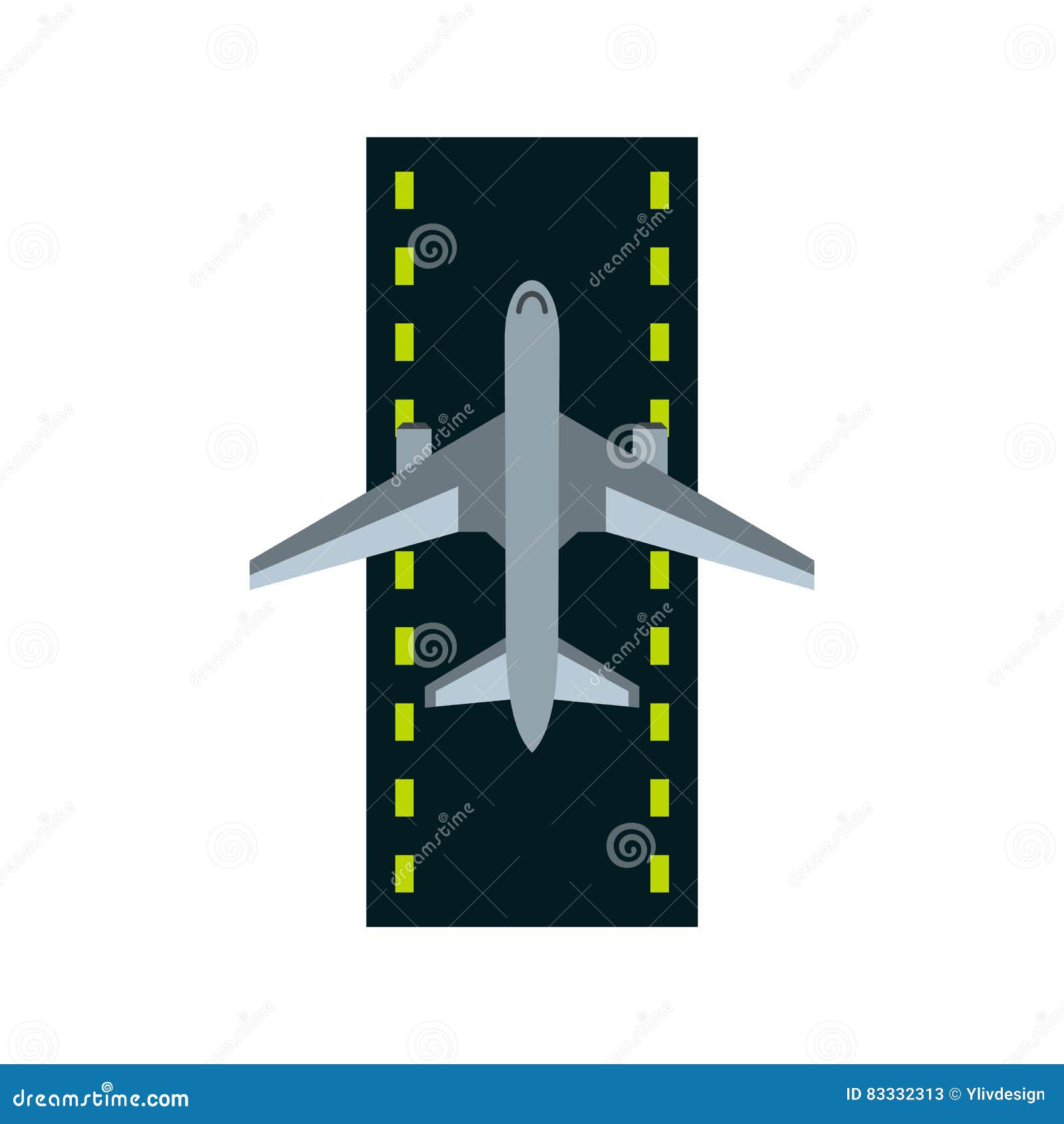 Airstrip With White Airplane. Plane Mockup Top View. Travel Agency ...